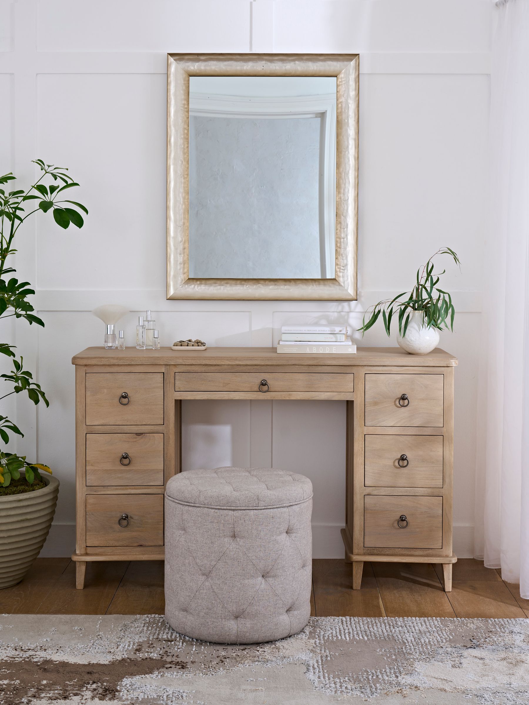 Buy Light Natural Sadie Solid Mango Wood 7 Drawer Console Dressing ...