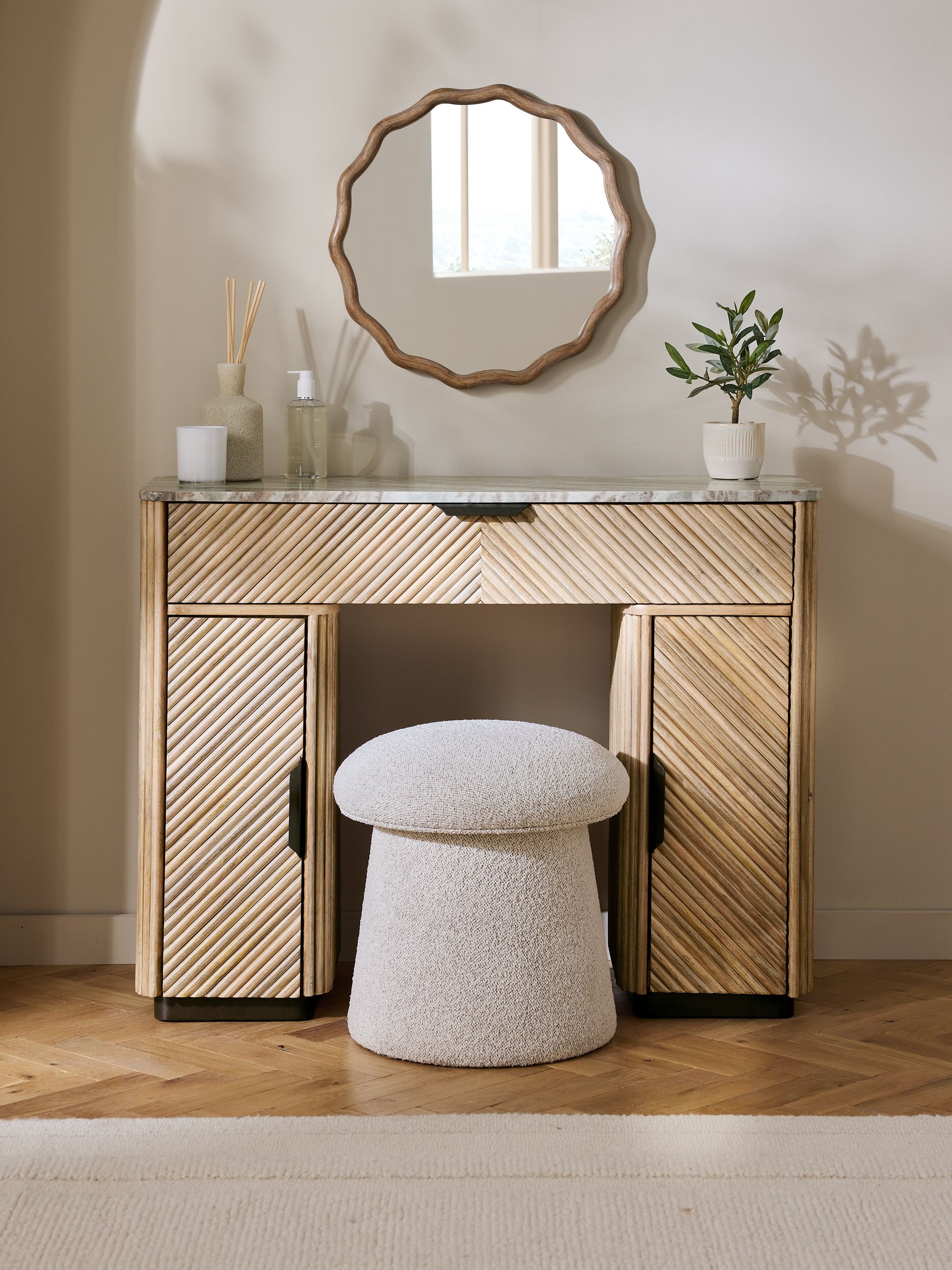 Buy Natural Valencia 1 Drawer 2 Doors Solid Mango Wood Dressing Table ...