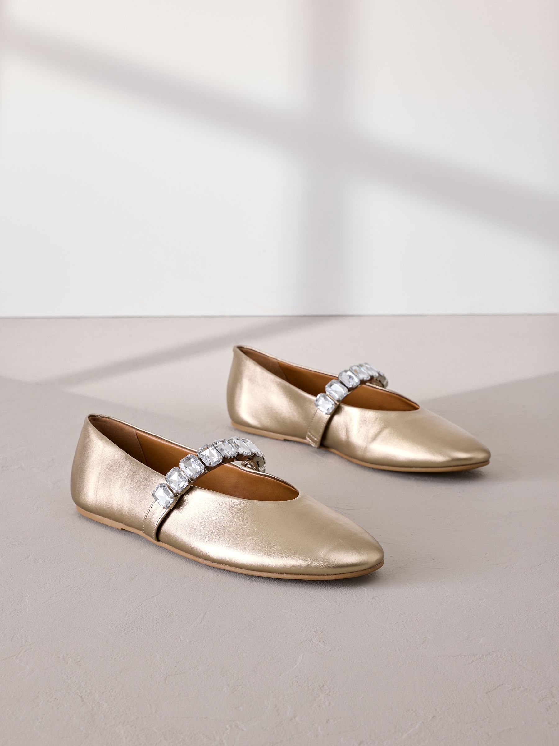 Buy Gold Signature Leather Jewel Strap Mary Jane Shoes from the Next UK ...
