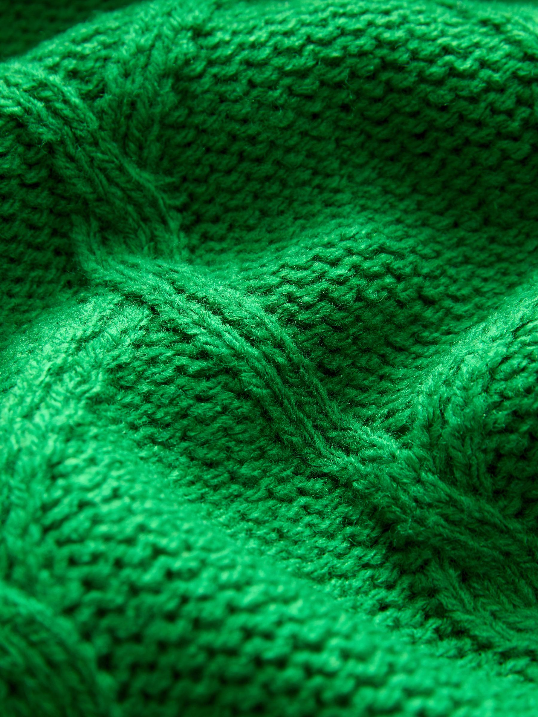 Buy Green Bright Cable Knitted Longline V-Neck Tunic Jumper with Wool ...