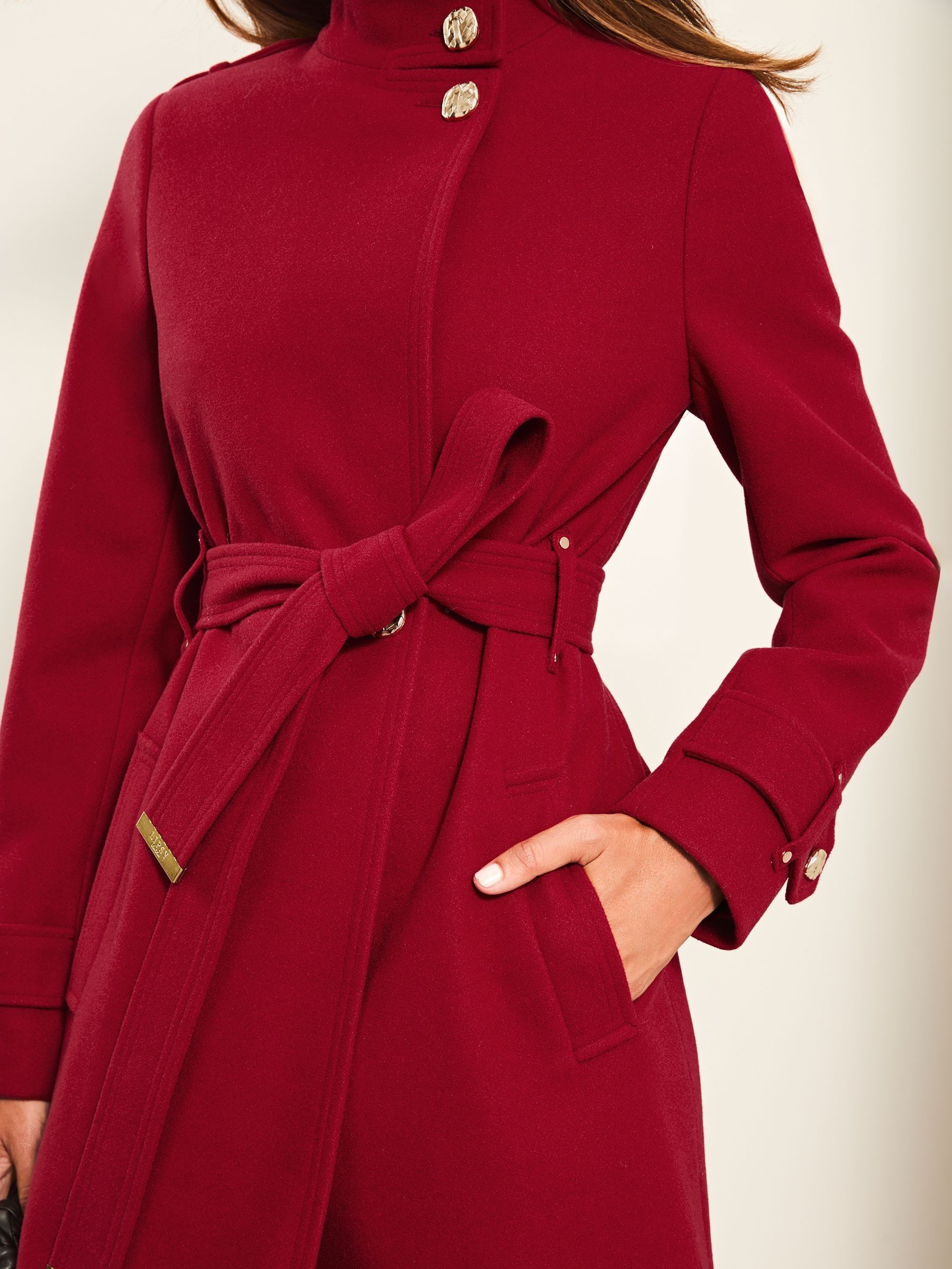 Buy Lipsy Red Funnel Neck Belted Longline Coat from the Next UK online shop