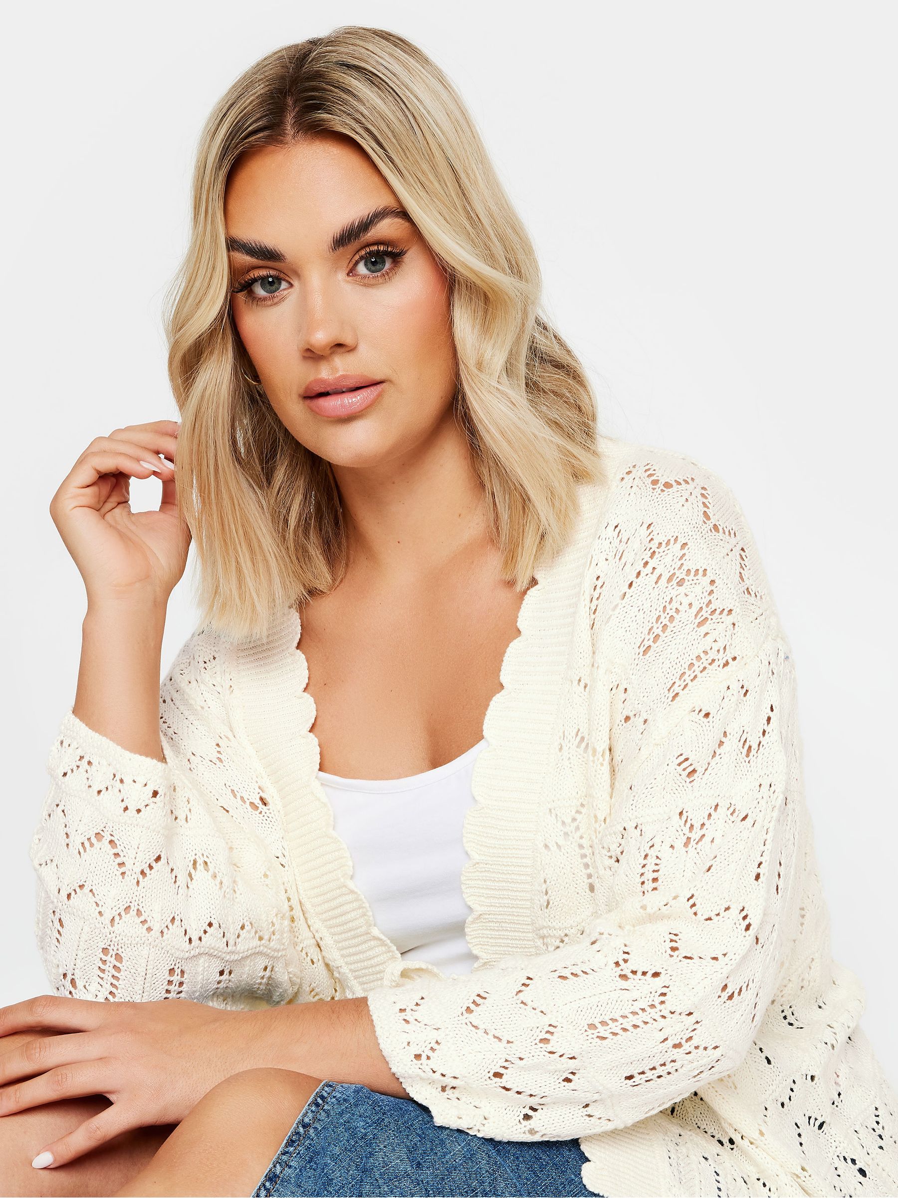 Buy Yours Curve White Crochet Tie Front Shrug from the Next UK online shop