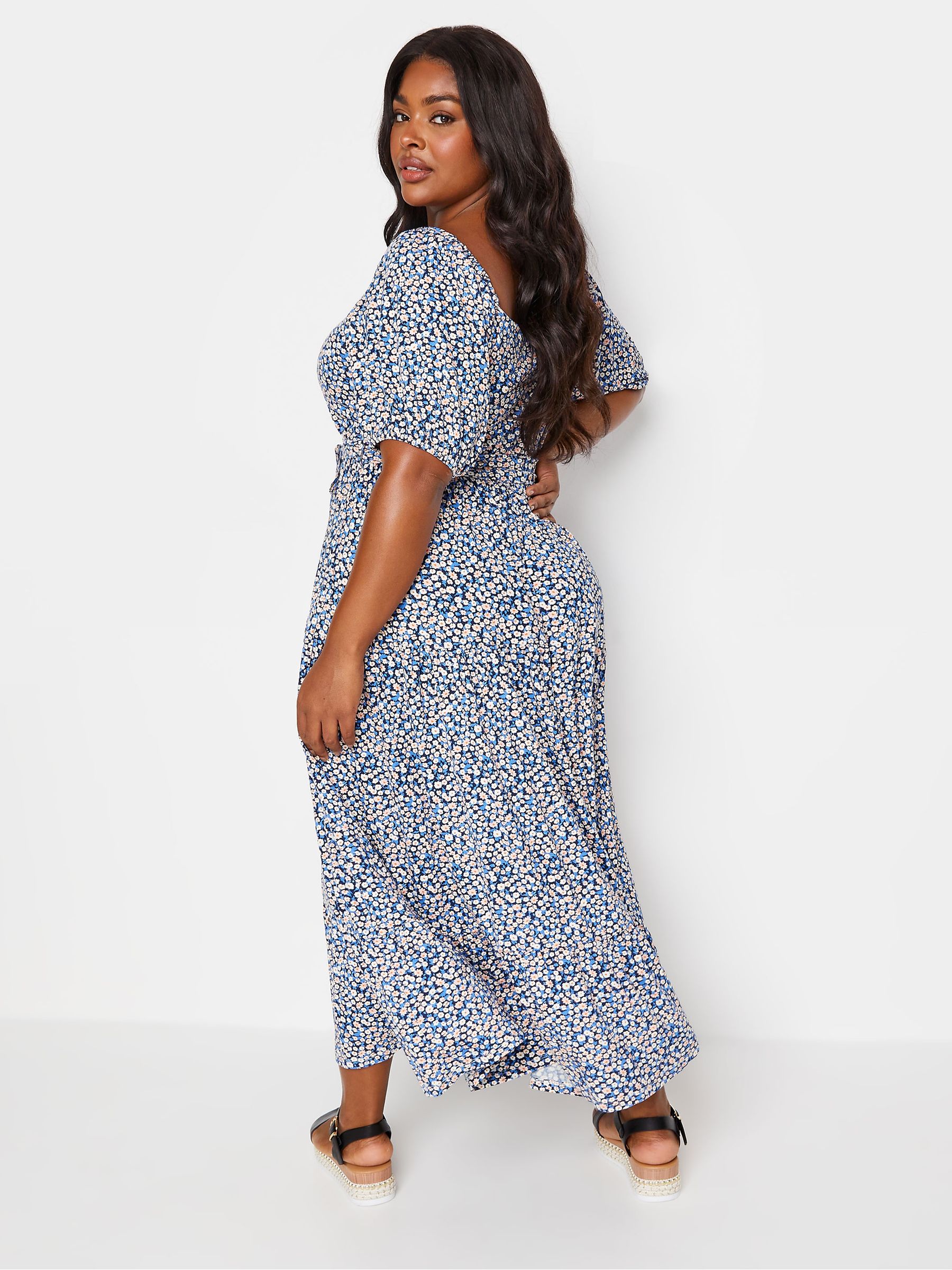 Buy Yours Curve Blue Ditsy Floral Tiered Maxi Dress from the Next UK ...