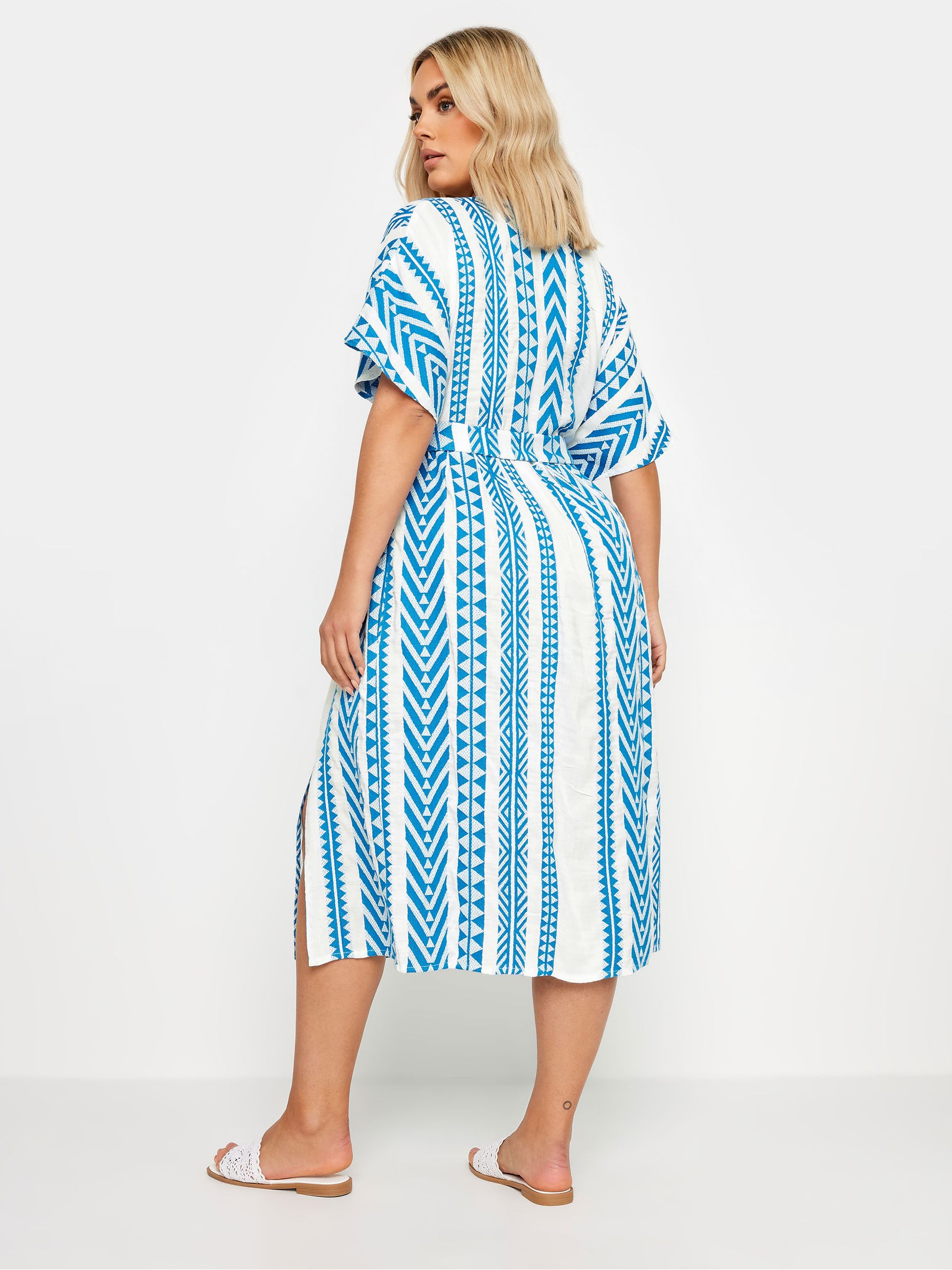 Buy Yours Curve Blue Print Embroidered Maxi Dress from the Next UK ...