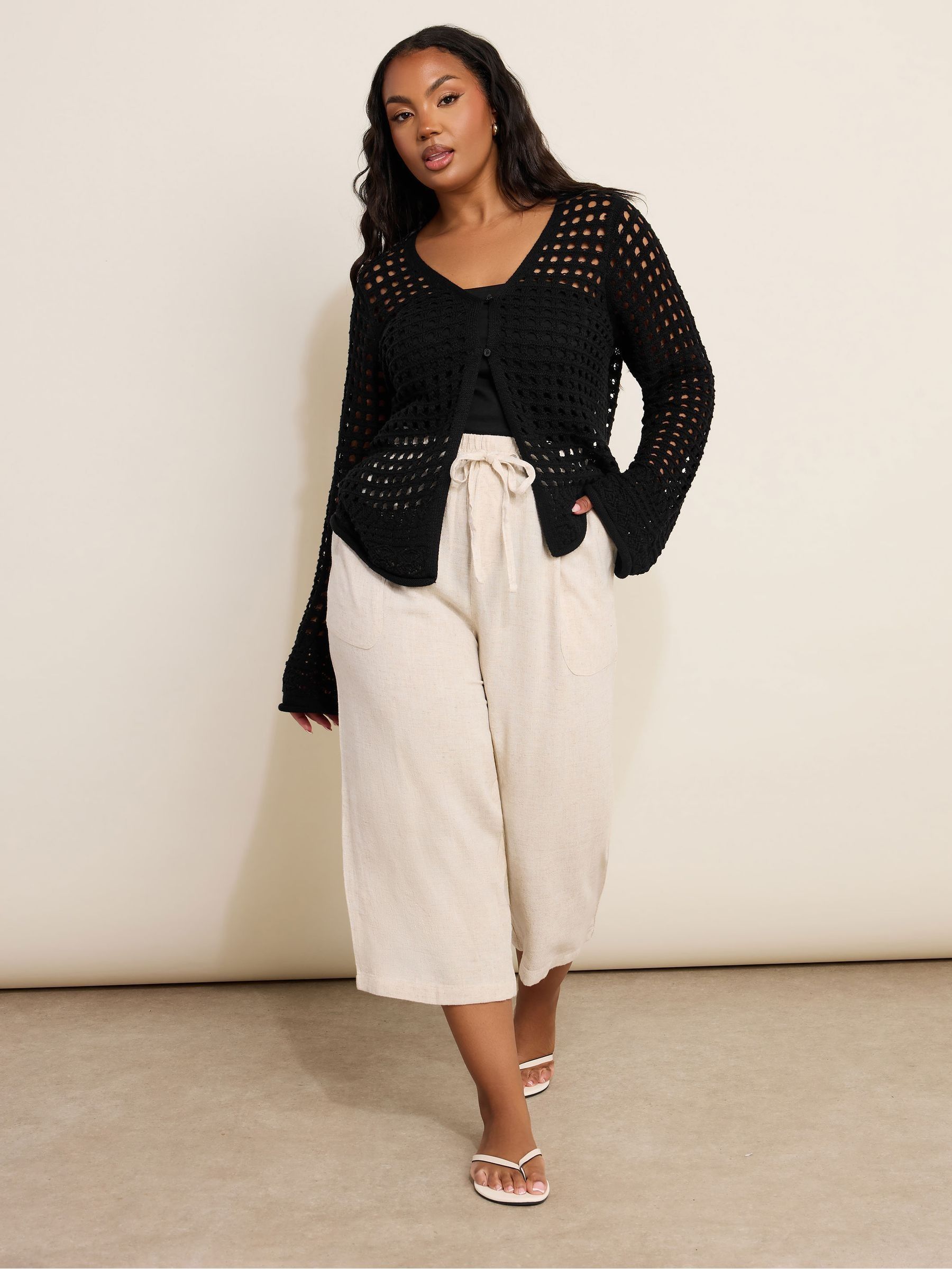Buy Yours Curve Black Button Through Crochet Cardigan from the Next UK ...