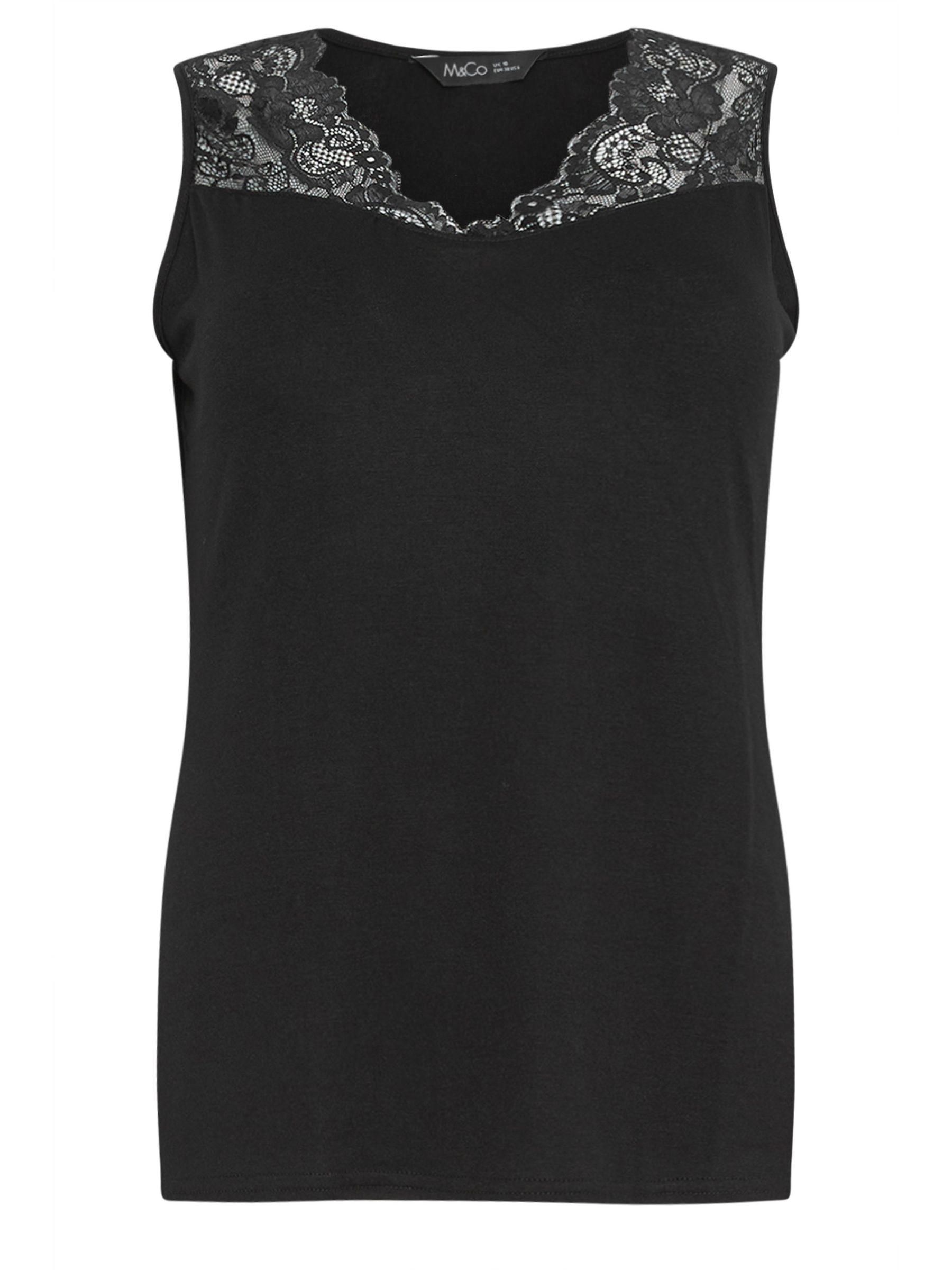 Buy M&Co Black Sleeveless Lace Insert Top from the Next UK online shop