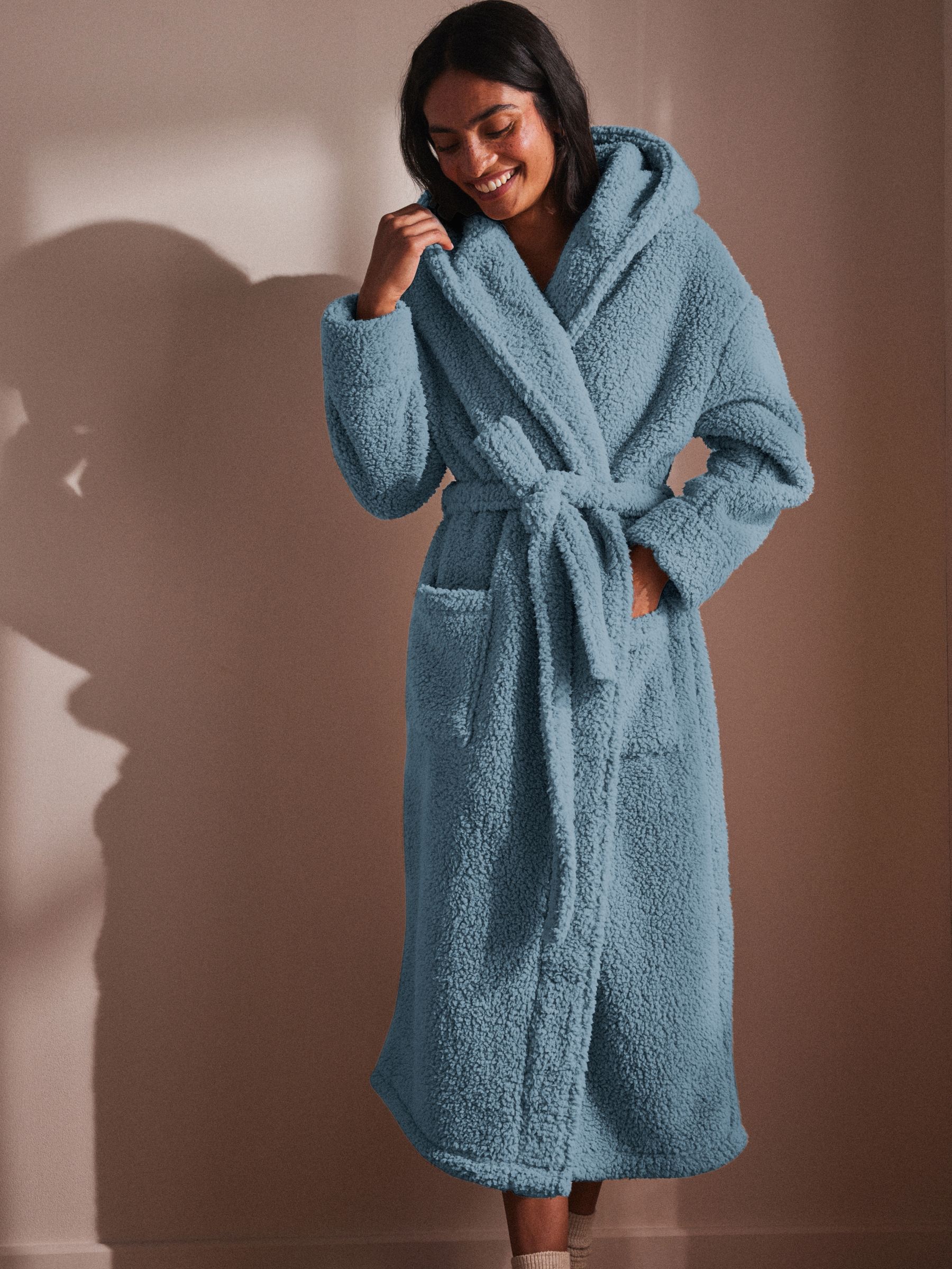 Buy Blue Long Teddy Dressing Gown from the Next UK online shop