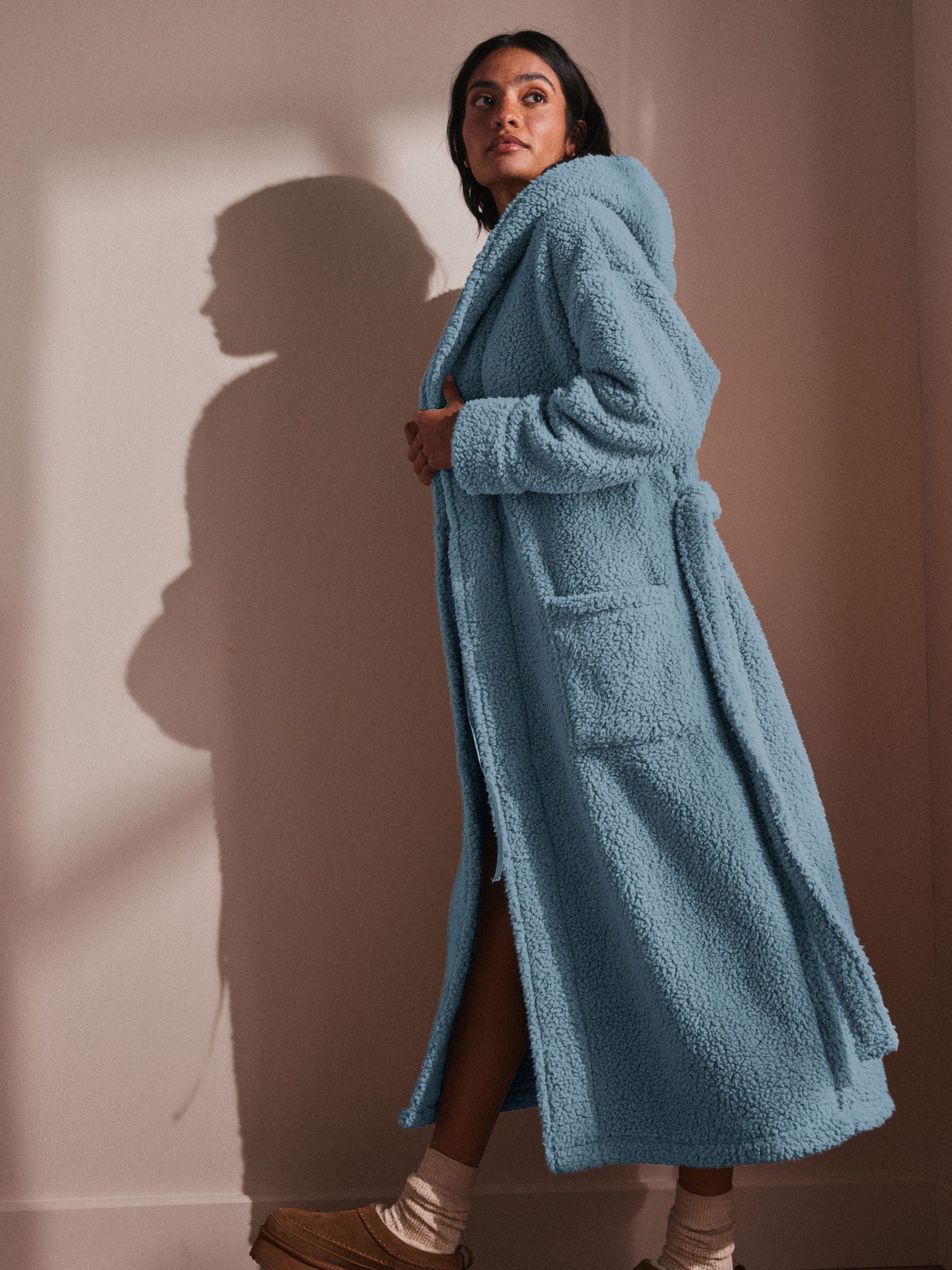 Buy Blue Long Teddy Dressing Gown from the Next UK online shop