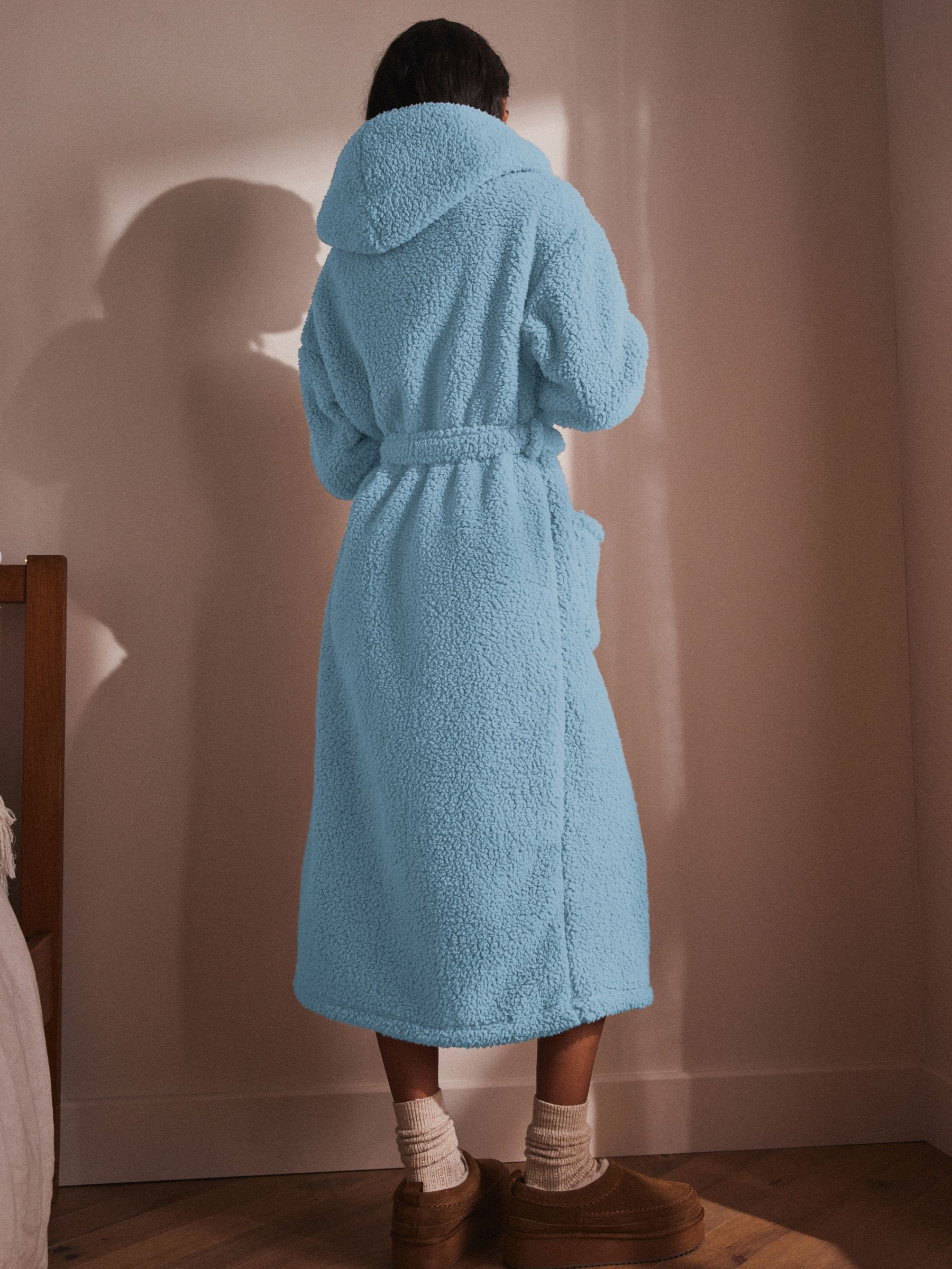 Buy Blue Long Teddy Dressing Gown from the Next UK online shop