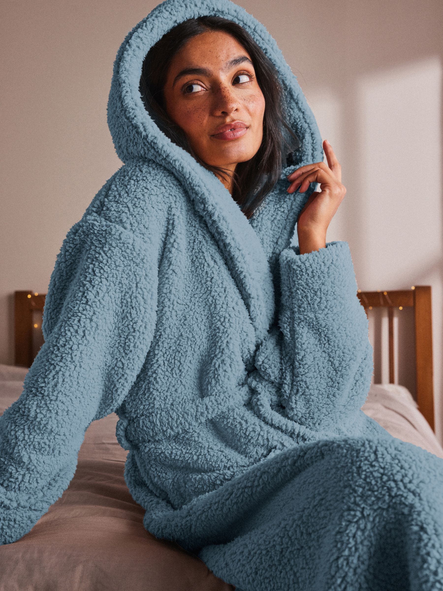 Buy Blue Long Teddy Dressing Gown from the Next UK online shop