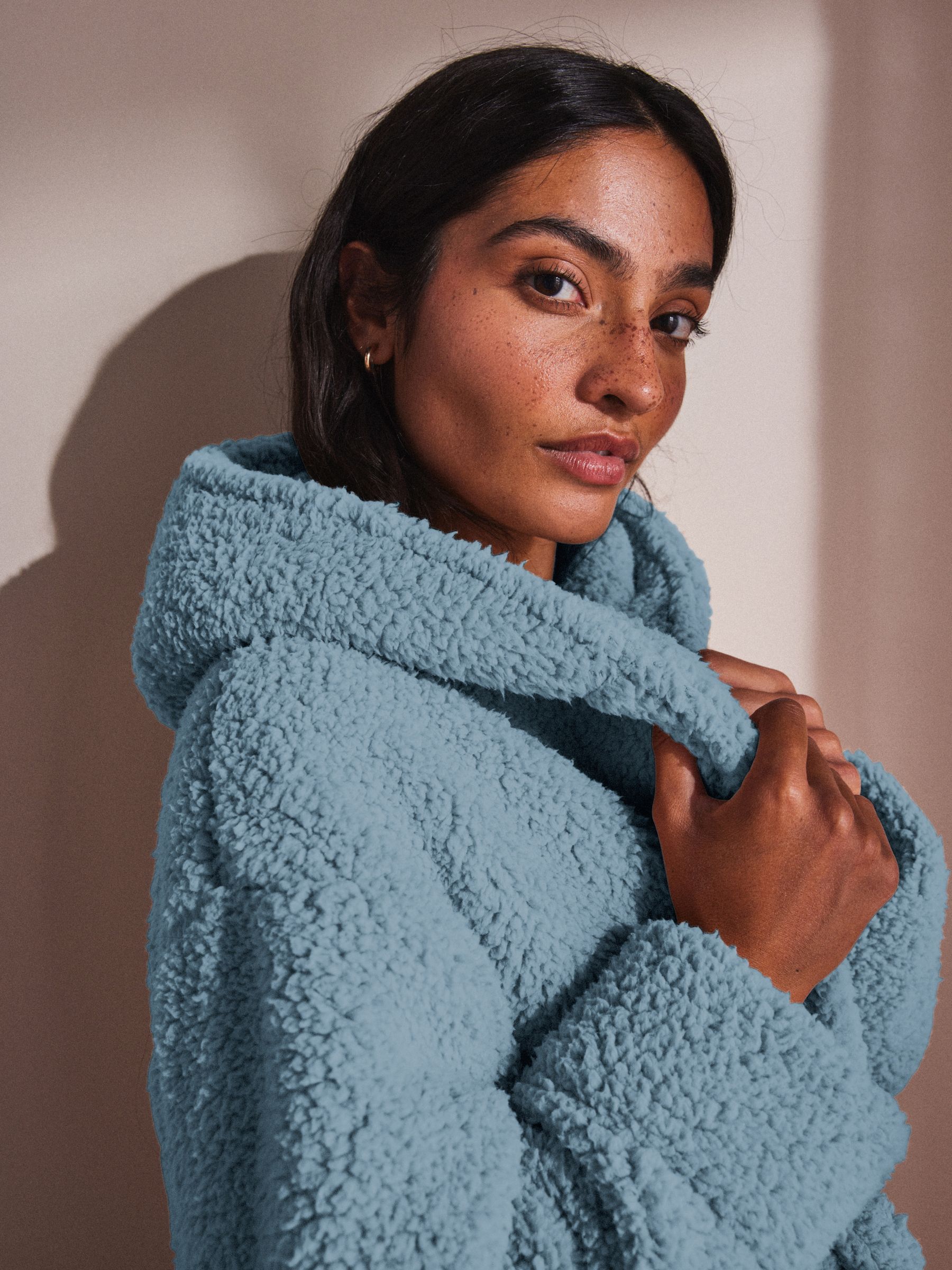 Buy Blue Long Teddy Dressing Gown from the Next UK online shop