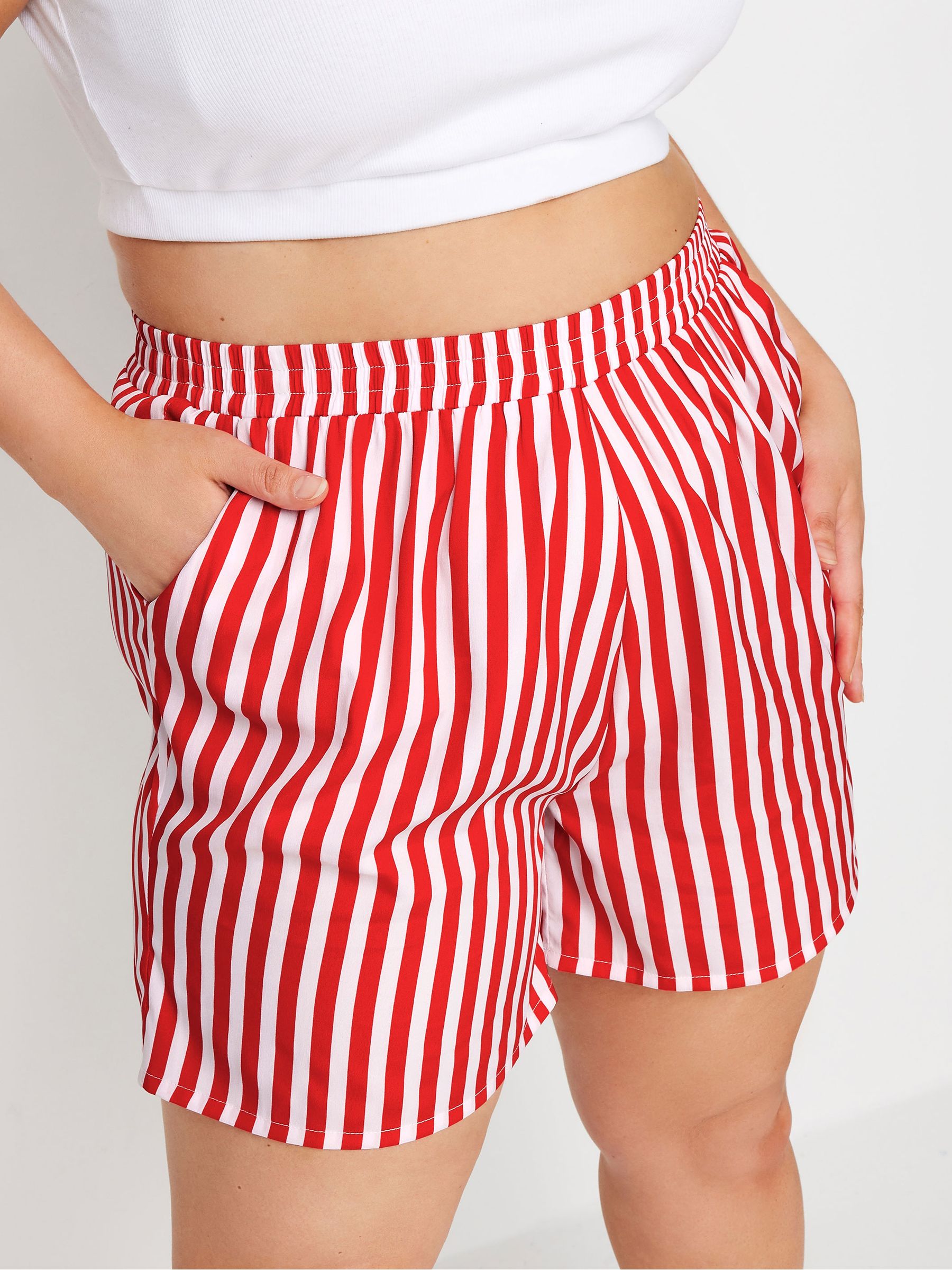 Buy Yours Curve Red Stripe Co-Ord Shorts from the Next UK online shop