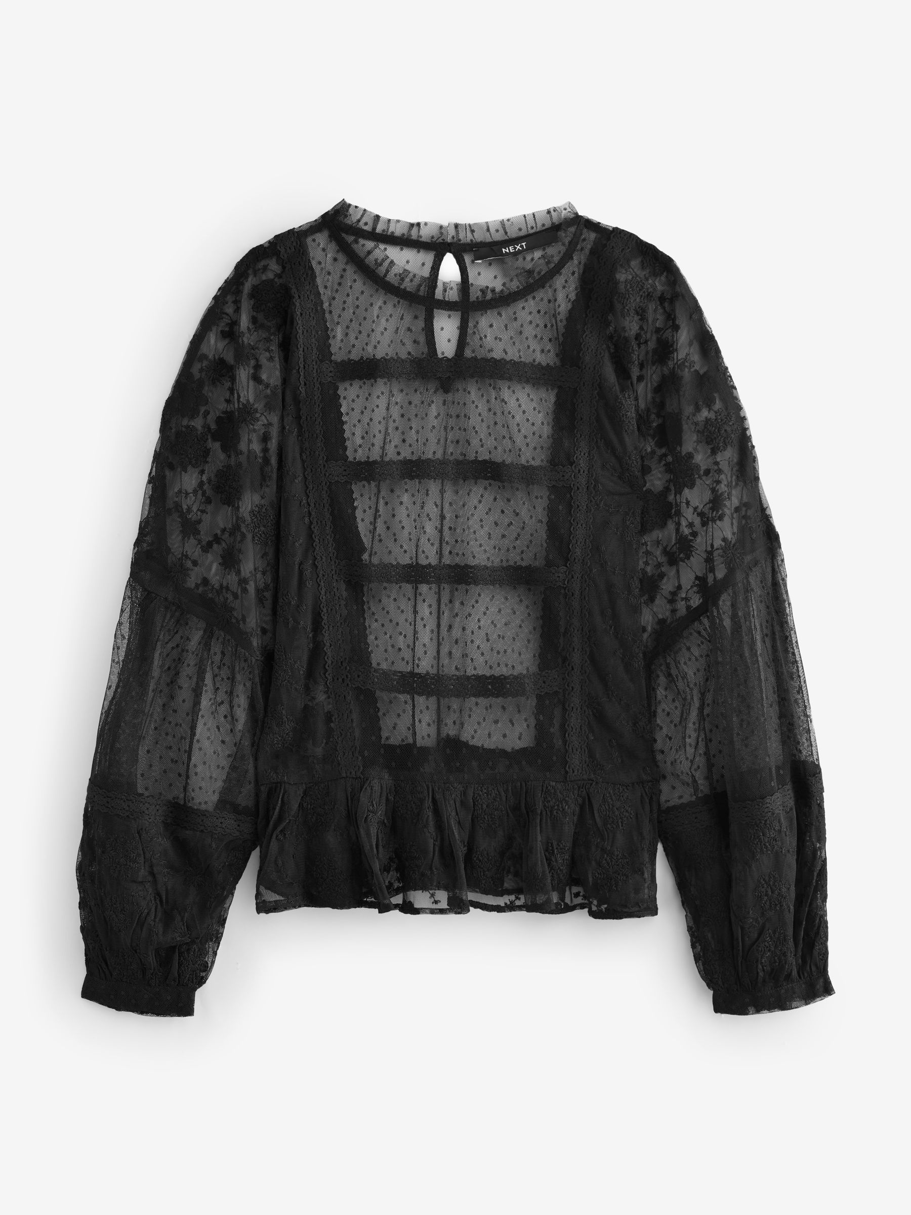 Buy Black Sheer Lace High Neck Blouse from the Next UK online shop