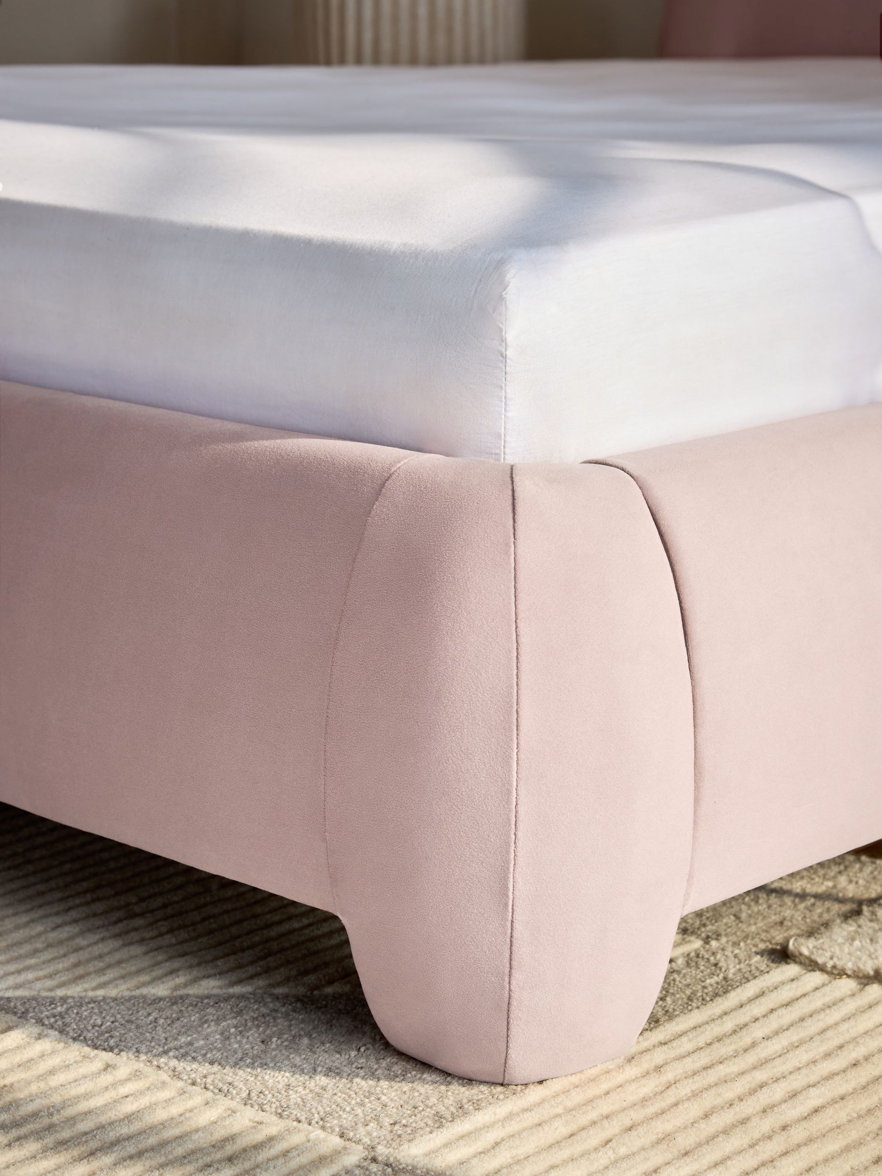 Buy Soft Velvet Blush Pink Lottie Upholstered Bed Frame from the Next ...