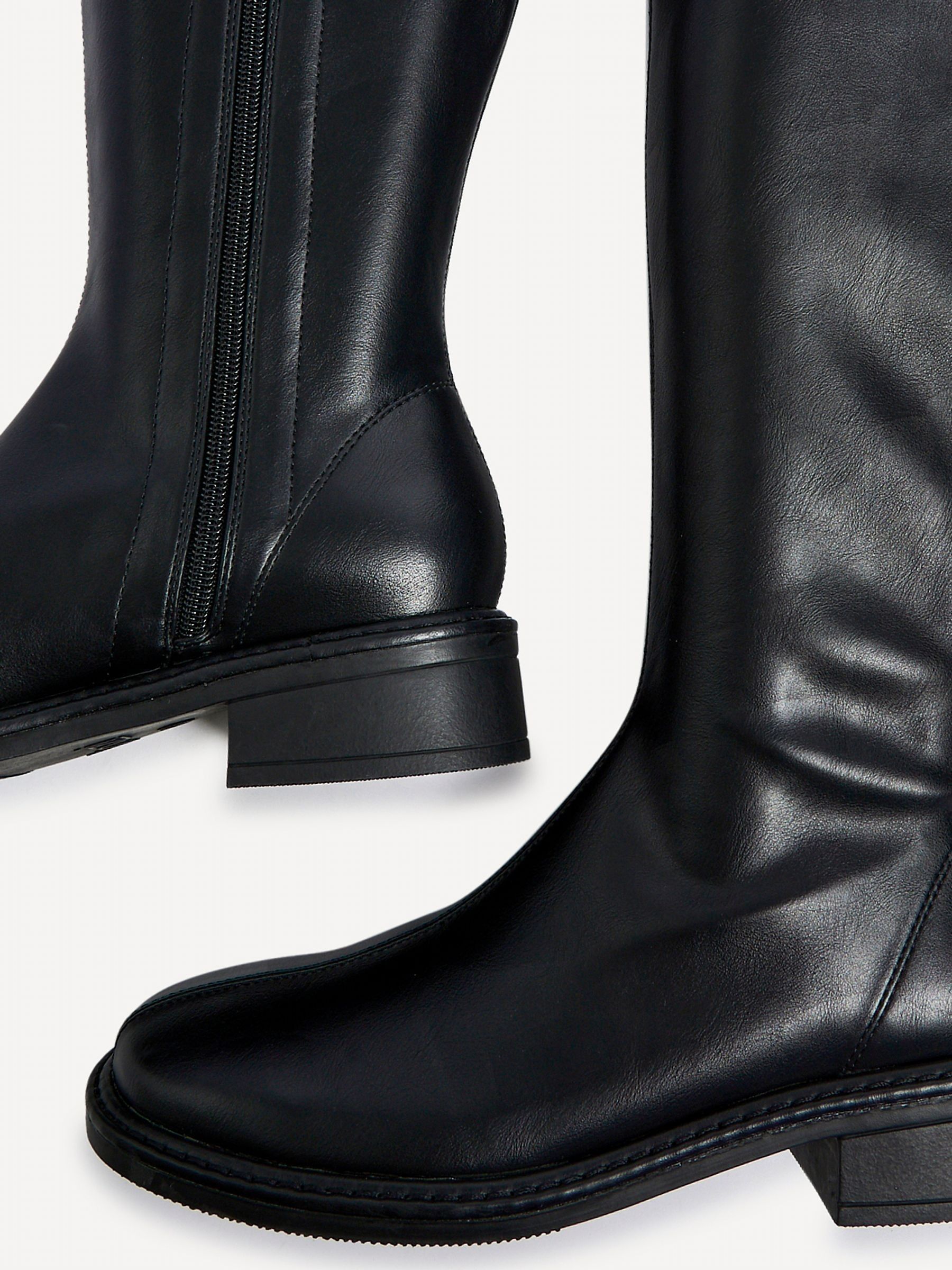 Buy Linzi Black Nadine High Leg Low Block Heeled Boots from the Next UK ...