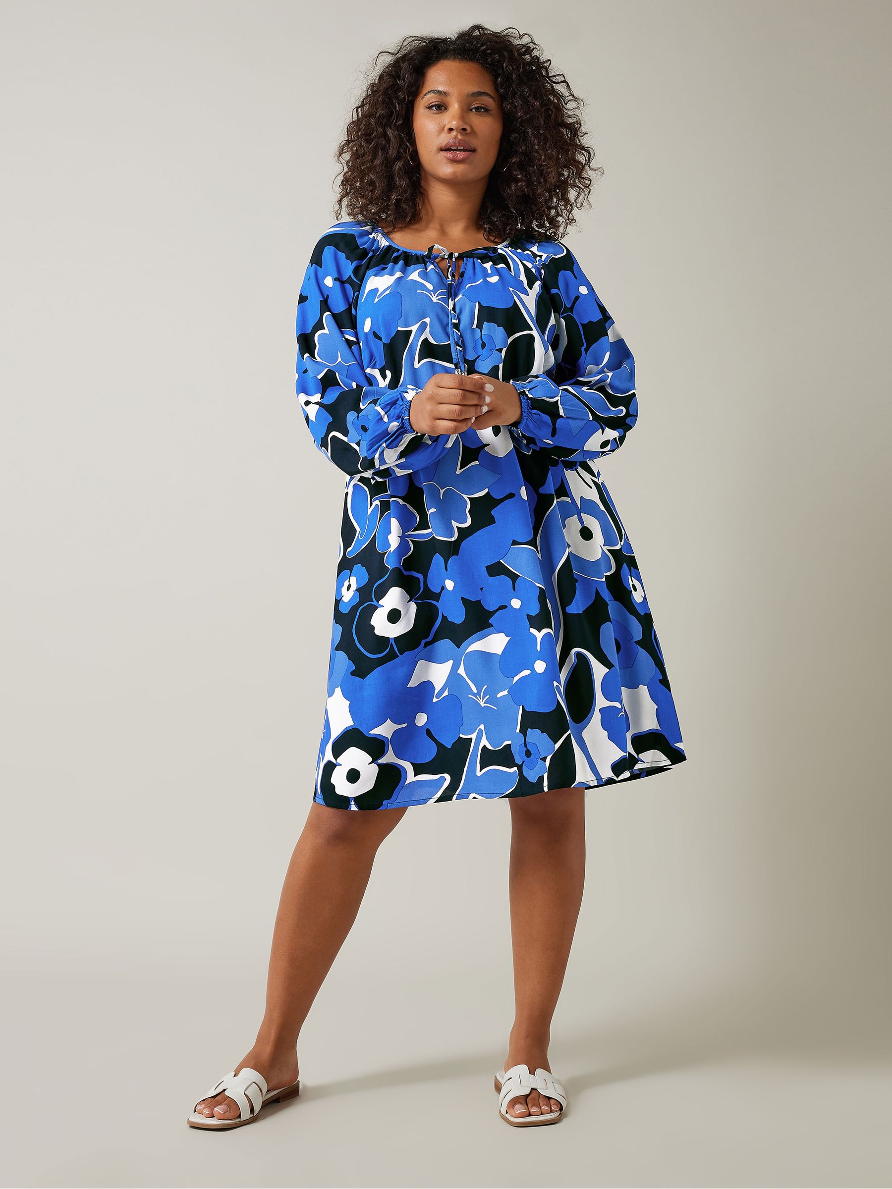 Buy Evans Navy Blue Curve Floral Print Tunic Dress from the Next UK ...