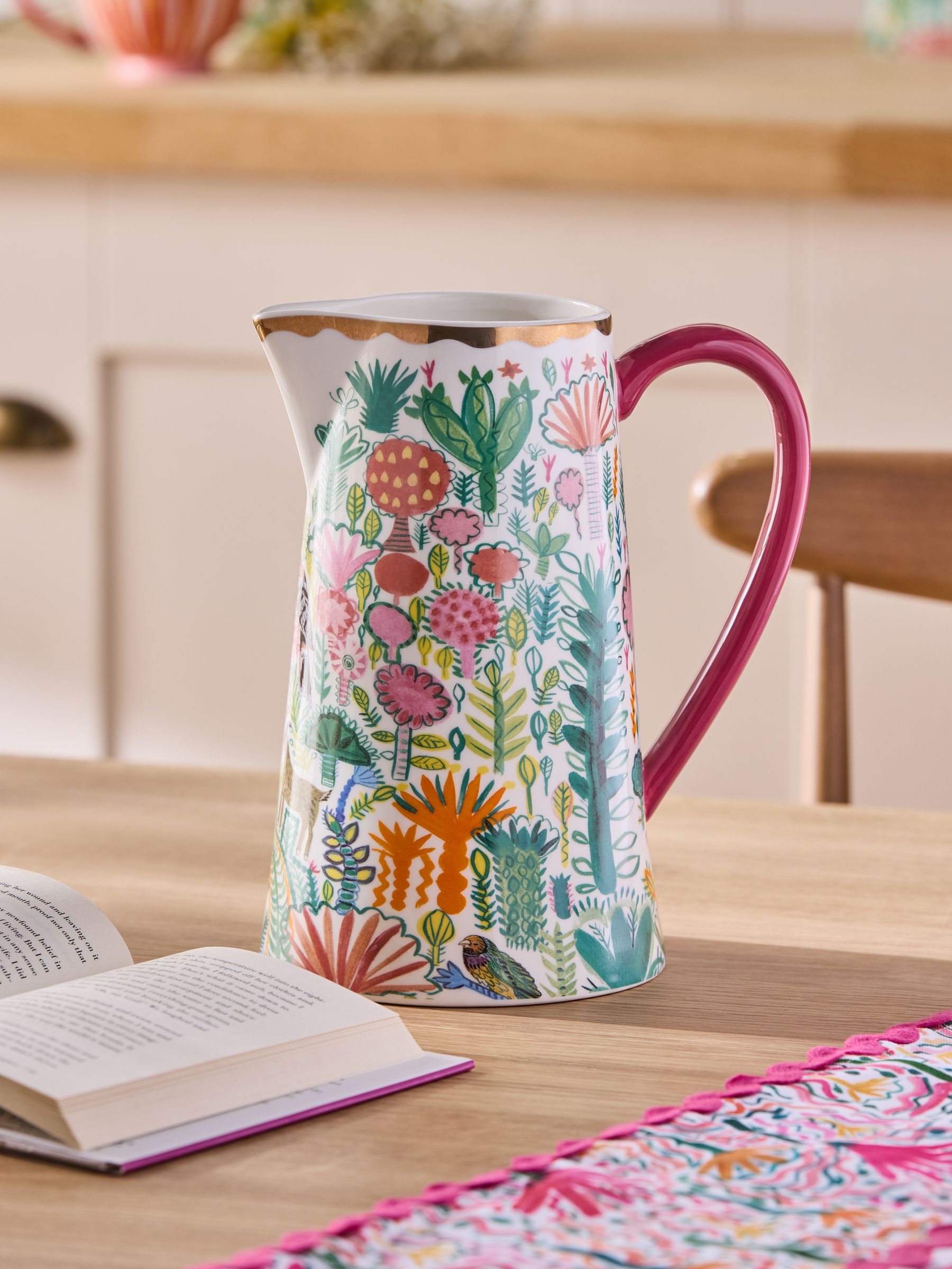 Buy Lucy Tiffney Pink Floral Animal Jug Vase from the Next UK online shop