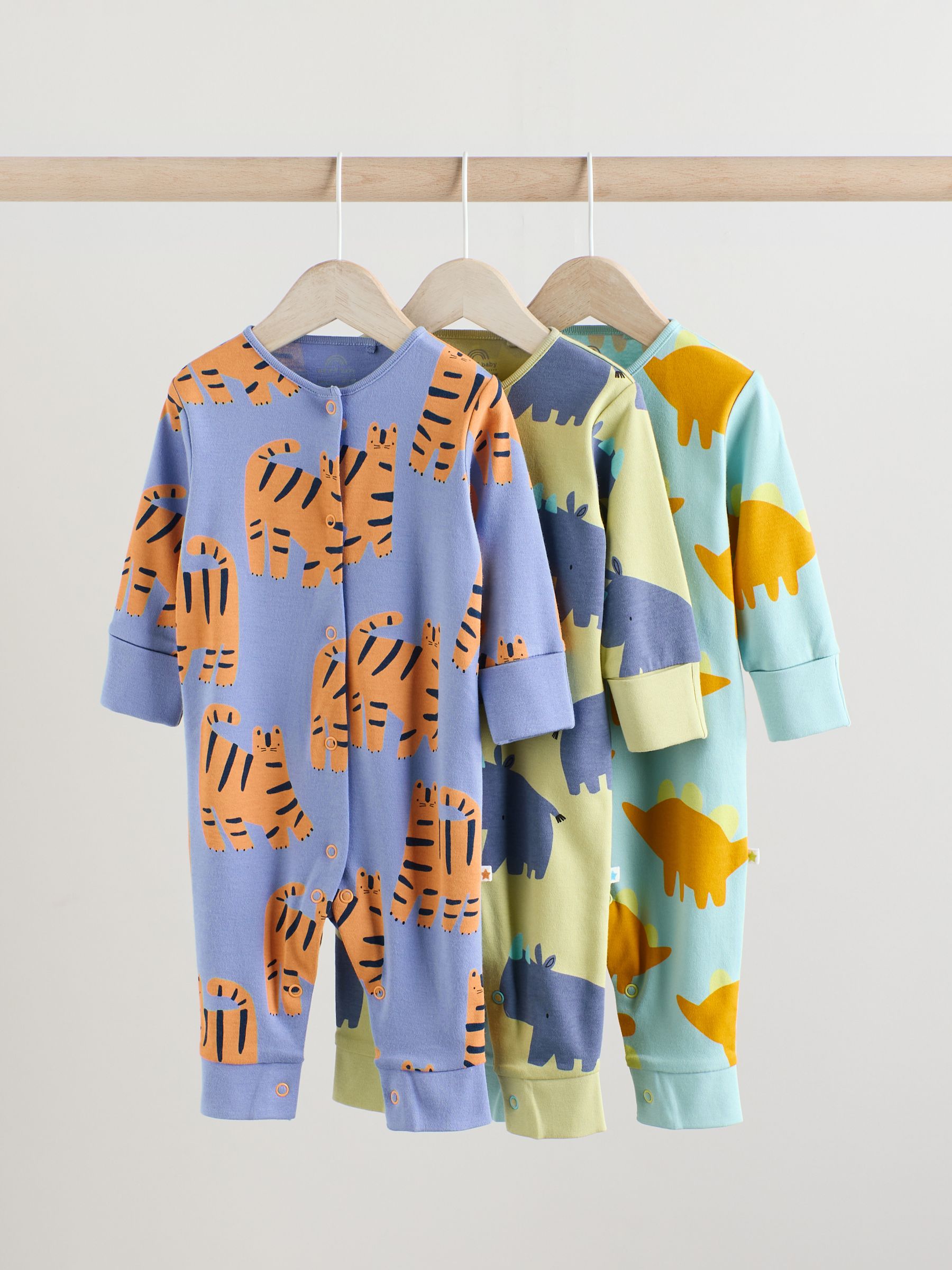 Buy Blue/Green Footless Baby Sleepsuits 3 Pack (0mths-3yrs) from the ...
