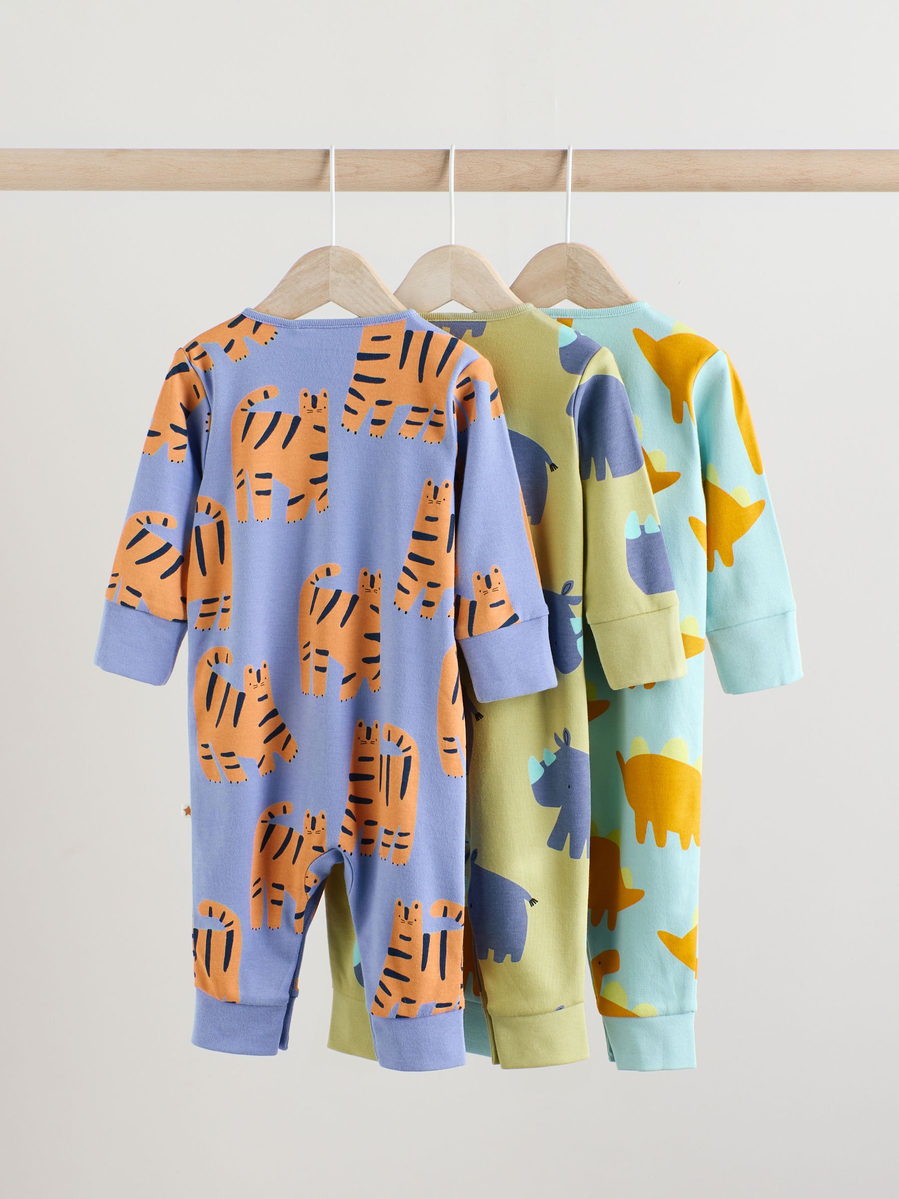 Buy Blue/Green Footless Baby Sleepsuits 3 Pack (0mths-3yrs) from the ...