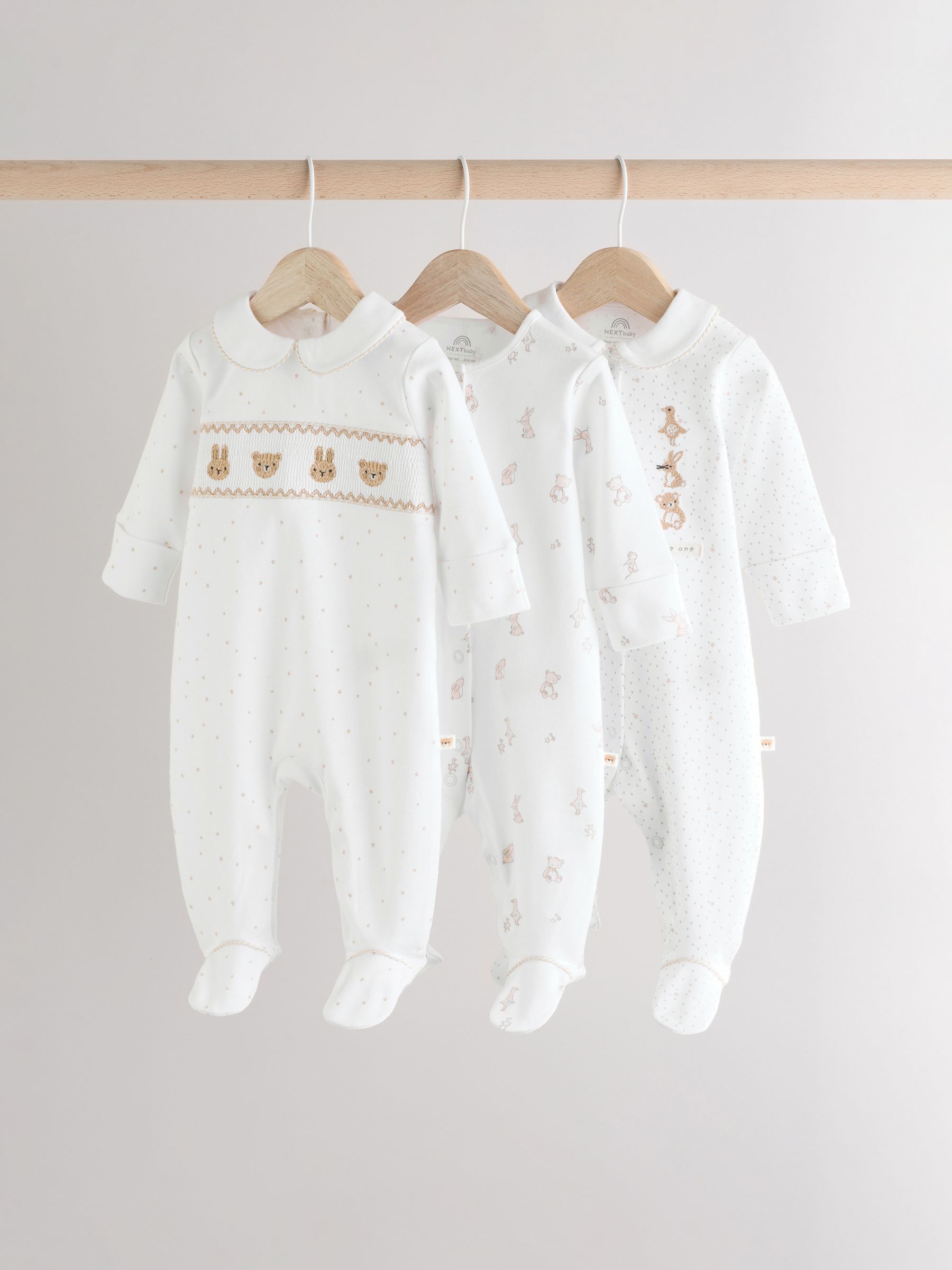 Buy White Sleepsuits 3 Pack (0-2yrs) from the Next UK online shop
