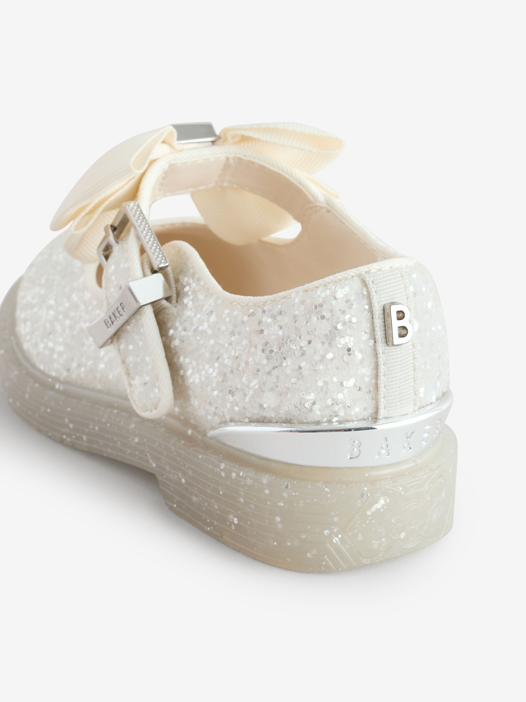 Buy Baker by Ted Baker Girls Silver Mary Jane Shoes with Bow from the ...