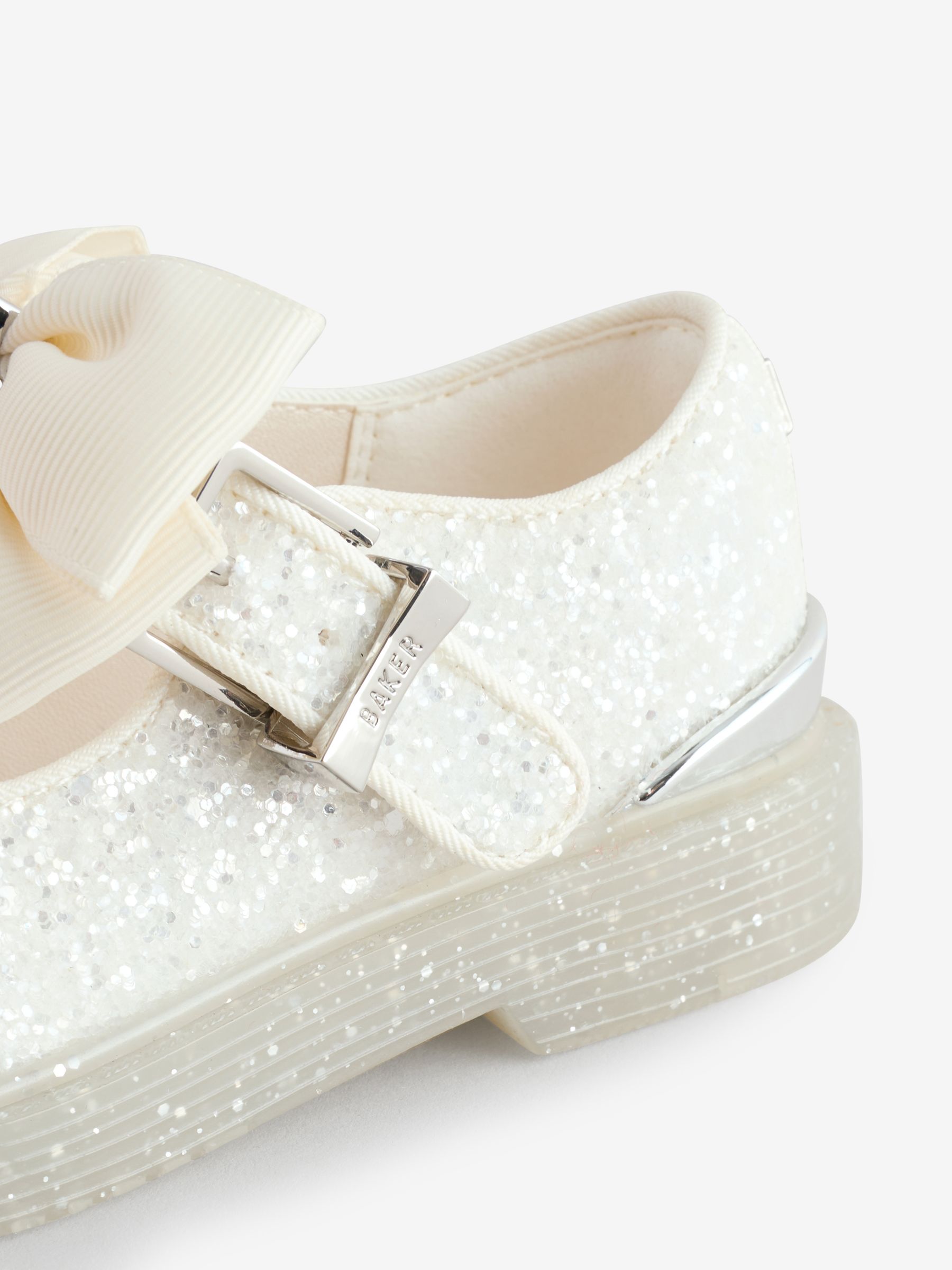 Buy Baker by Ted Baker Girls Silver Mary Jane Shoes with Bow from the ...