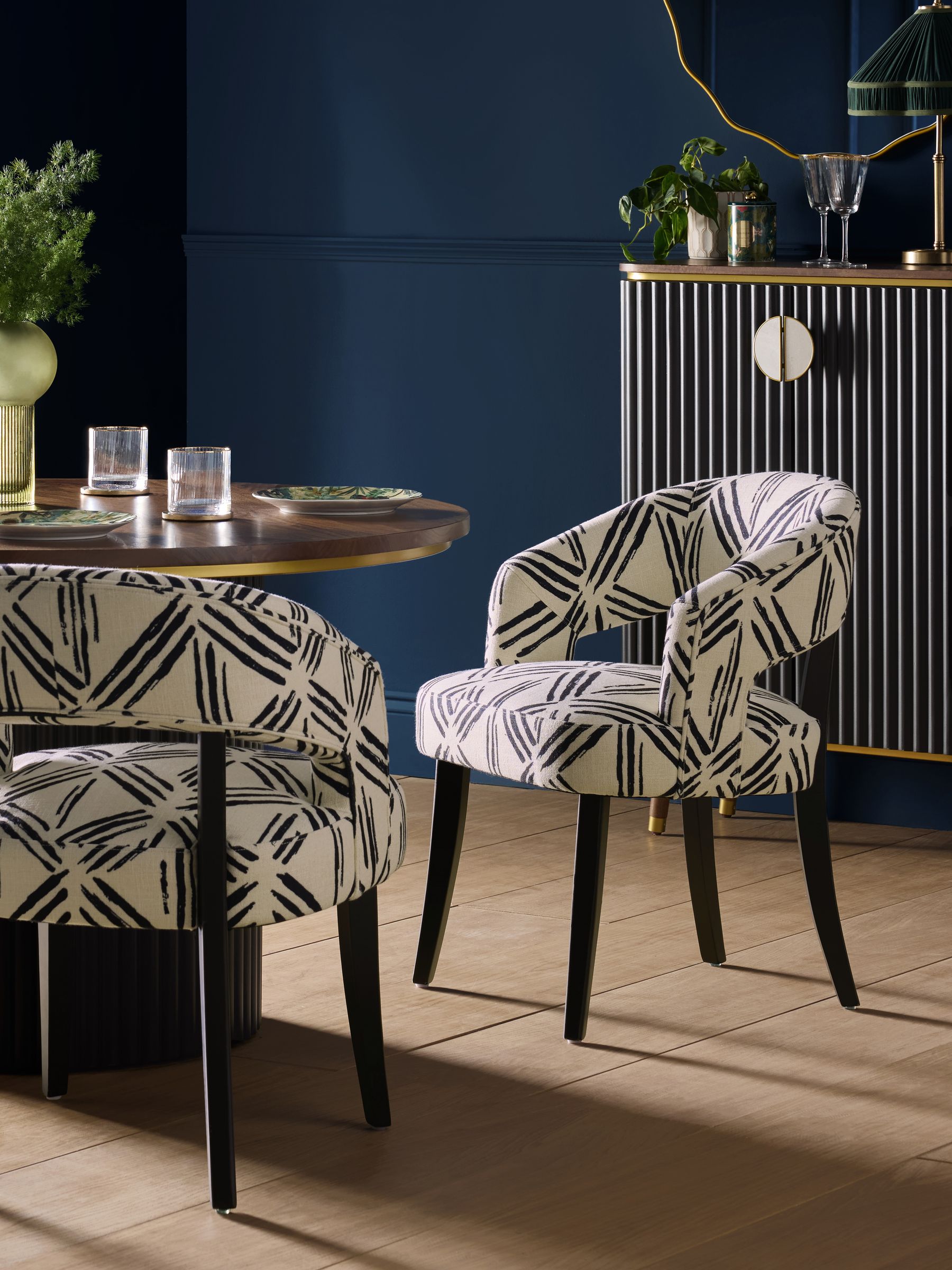 Buy Clarke and Clarke Set of 2 Murakami Black Remi Arm Dining Chairs ...
