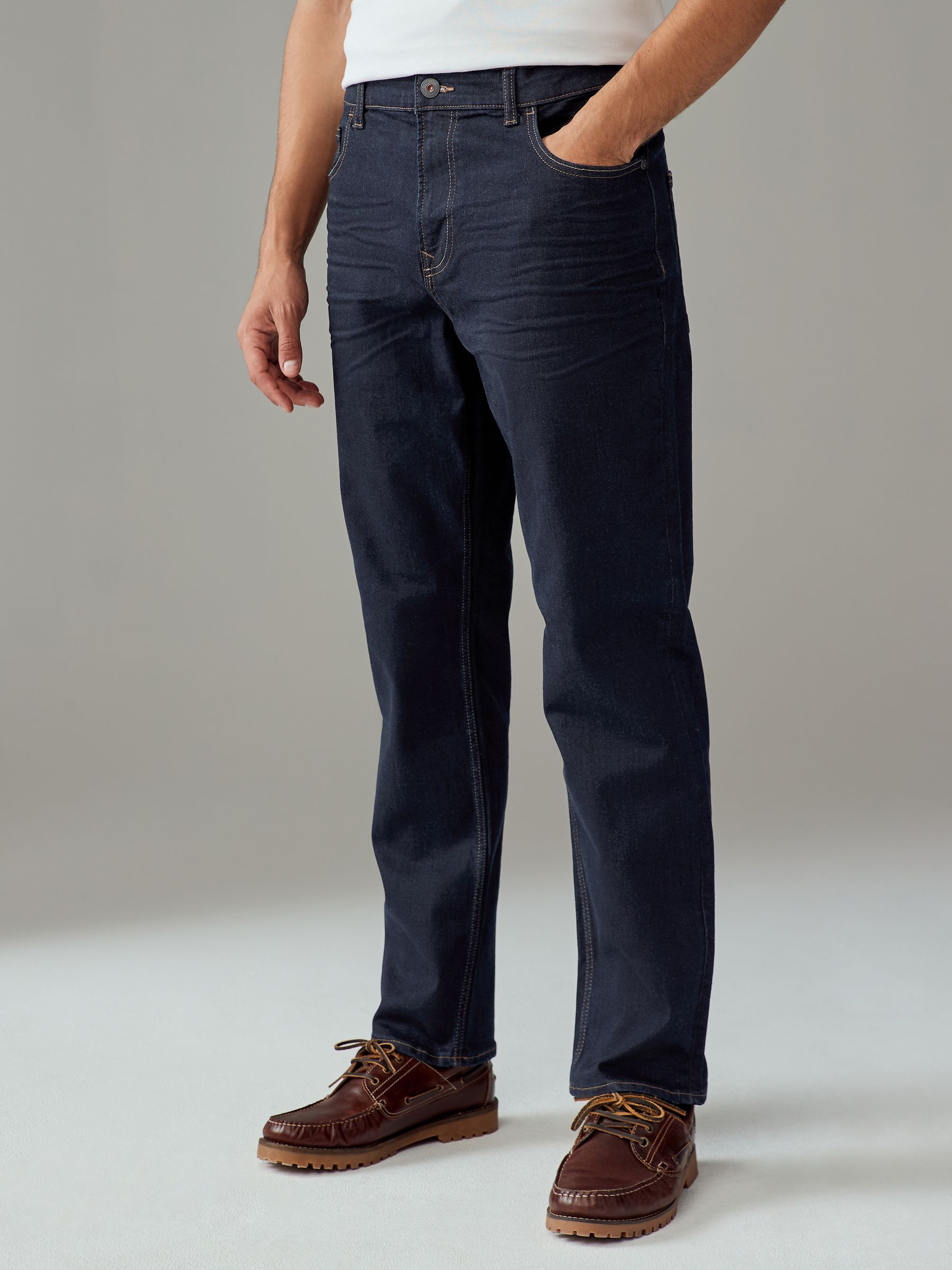 Buy Blue Indigo Rinse/ Black Solid 2 Pack Straight Fit Classic Stretch ...
