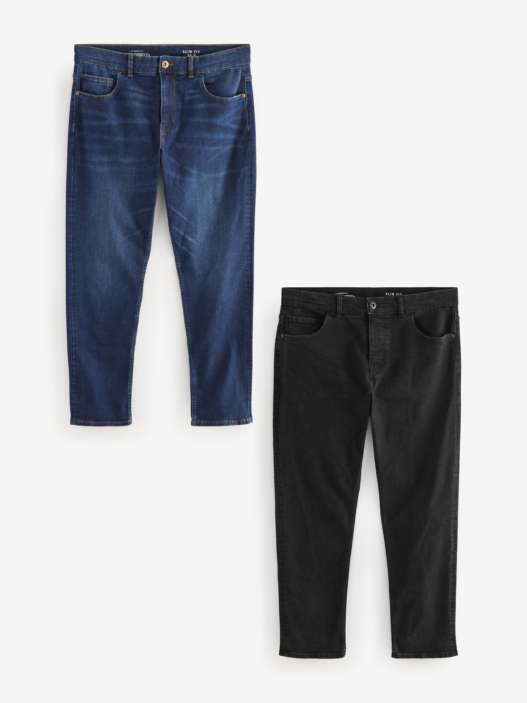 Buy Blue Mid/Black 2 Pack Slim Fit Classic Stretch Jeans from the Next ...