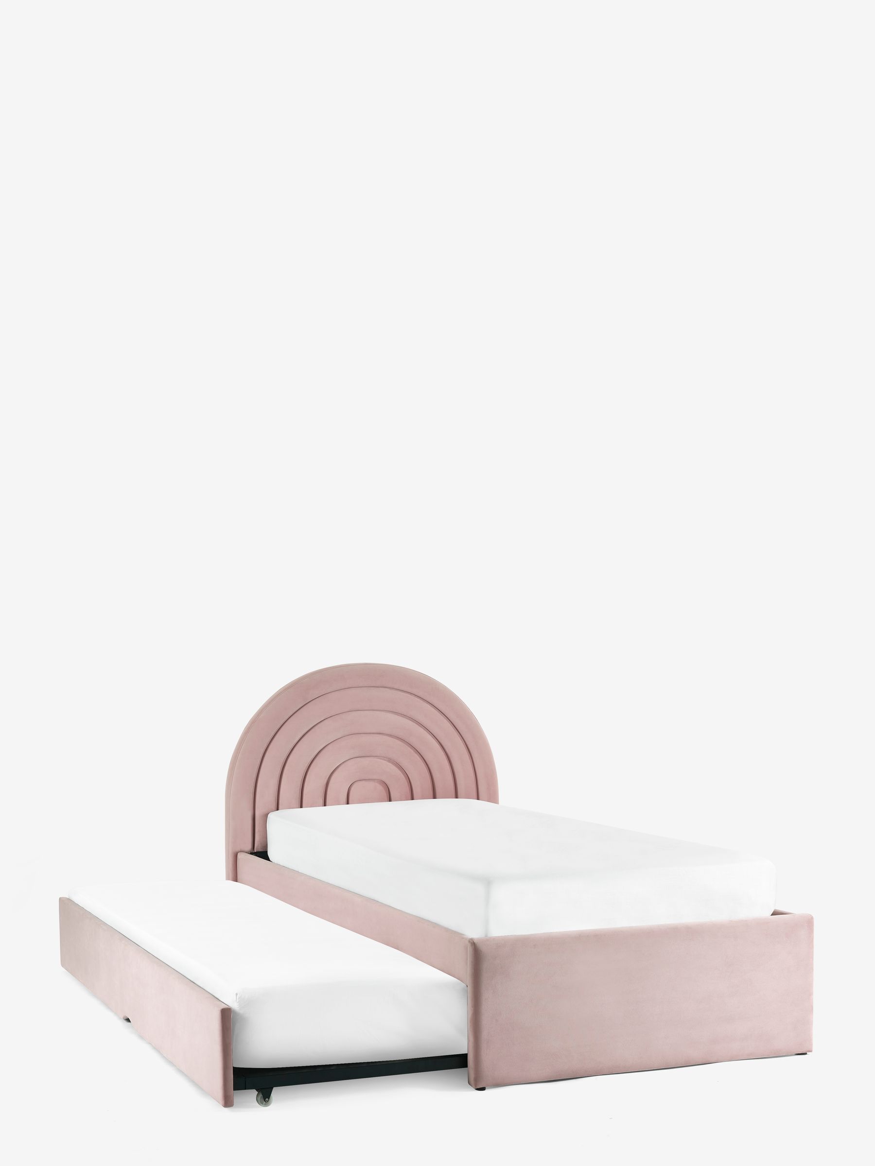 Buy Opulent Velvet Blush Pink Kids Rainbow Upholstered Trundle Single ...