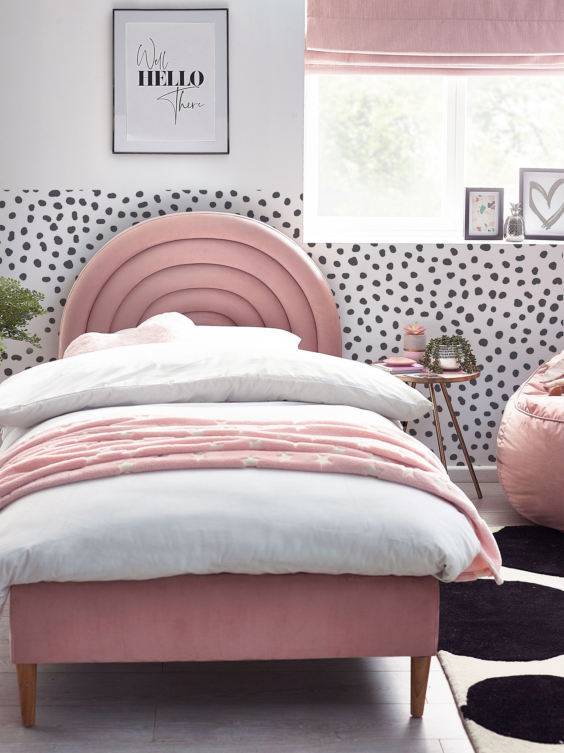 Buy Opulent Velvet Blush Pink Kids Rainbow Upholstered Bed from the ...