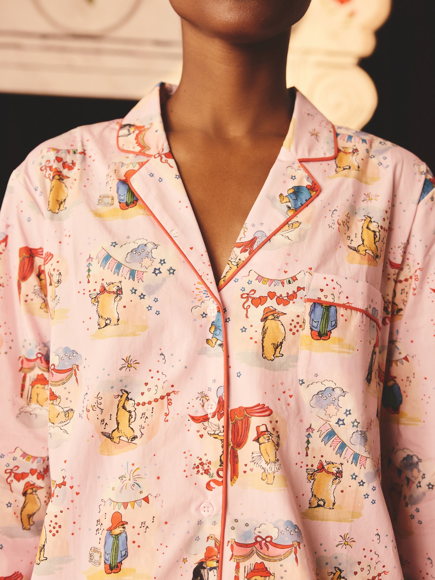 Buy Cath Kidston Pink Paddington Party Button Up 100% Cotton Pyjamas ...