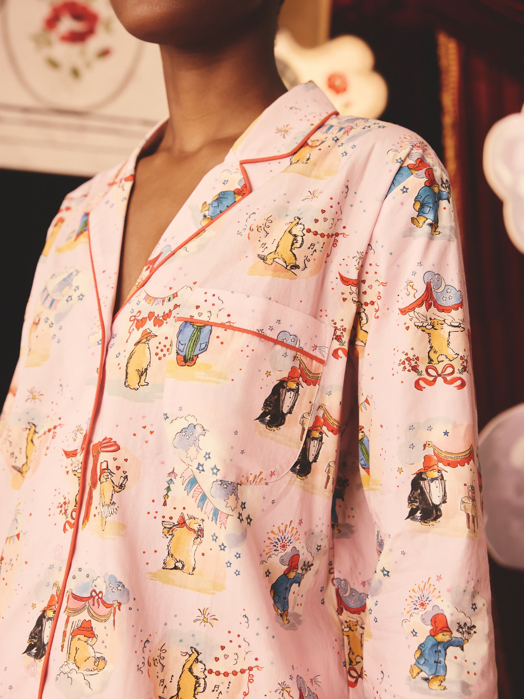 Buy Cath Kidston Pink Paddington Party Button Up 100% Cotton Pyjamas ...