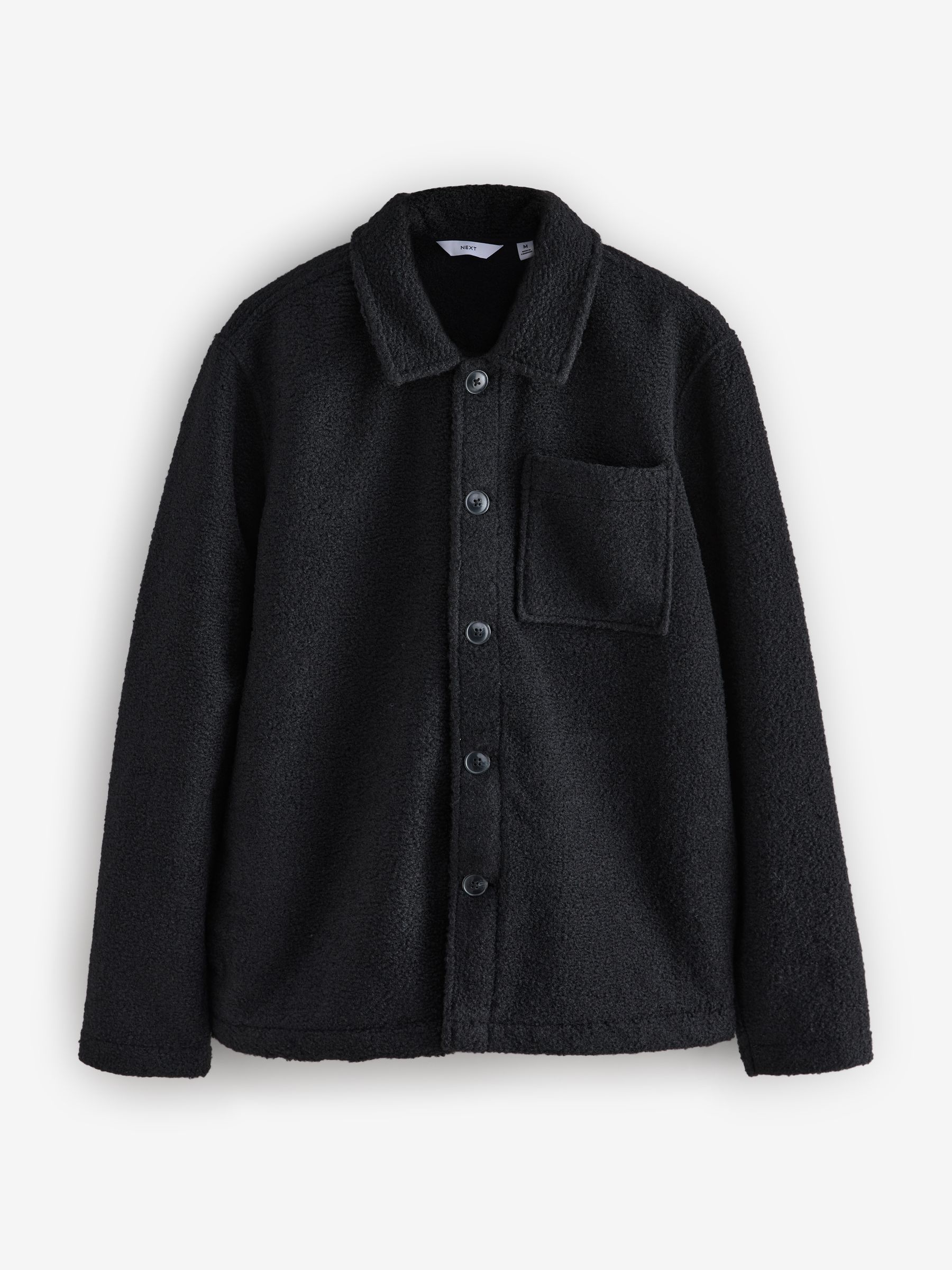 Buy Black Regular Fit Regular Fit Borg Fleece Shacket from the Next UK ...
