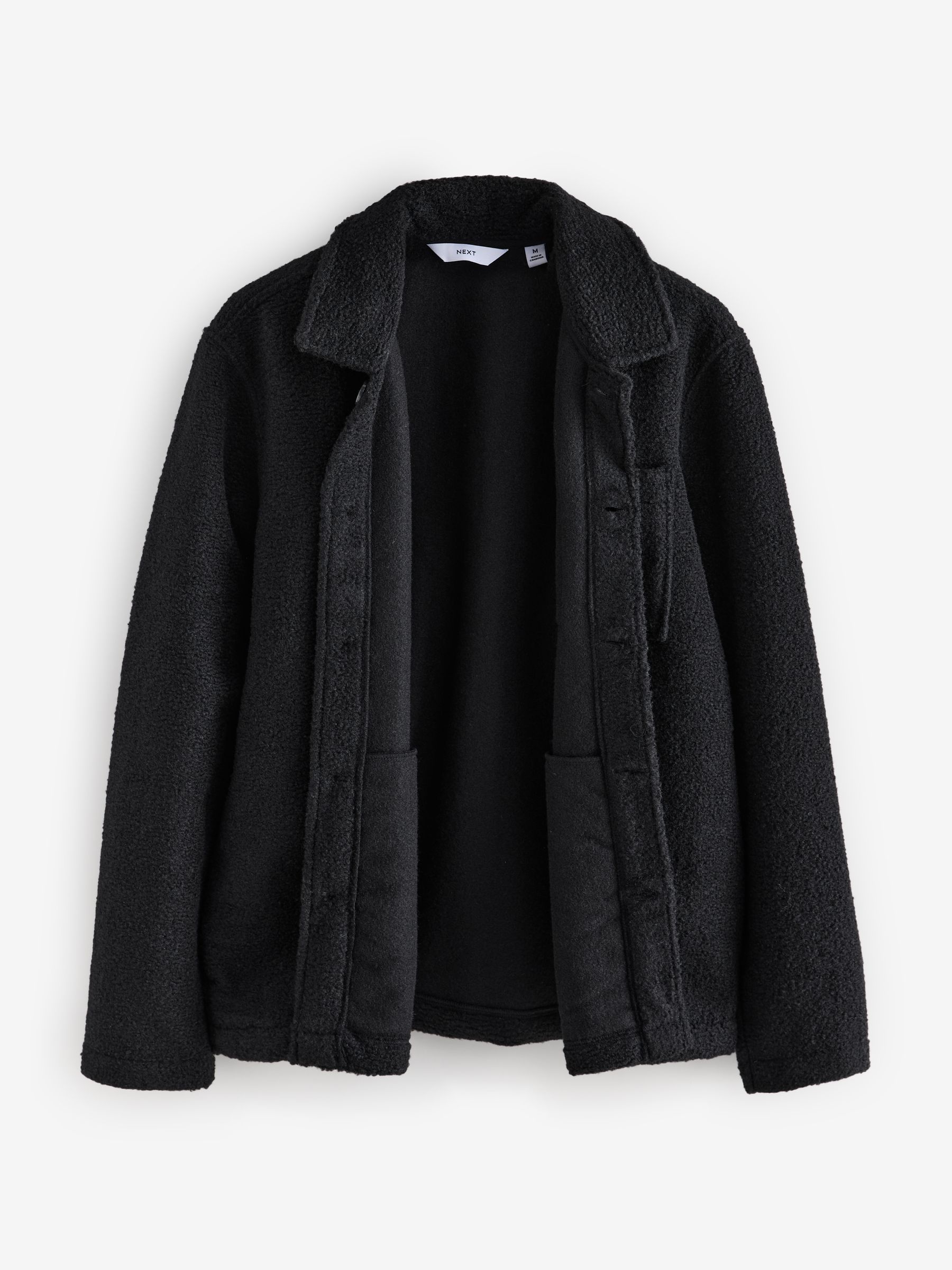 Buy Black Regular Fit Regular Fit Borg Fleece Shacket from the Next UK ...