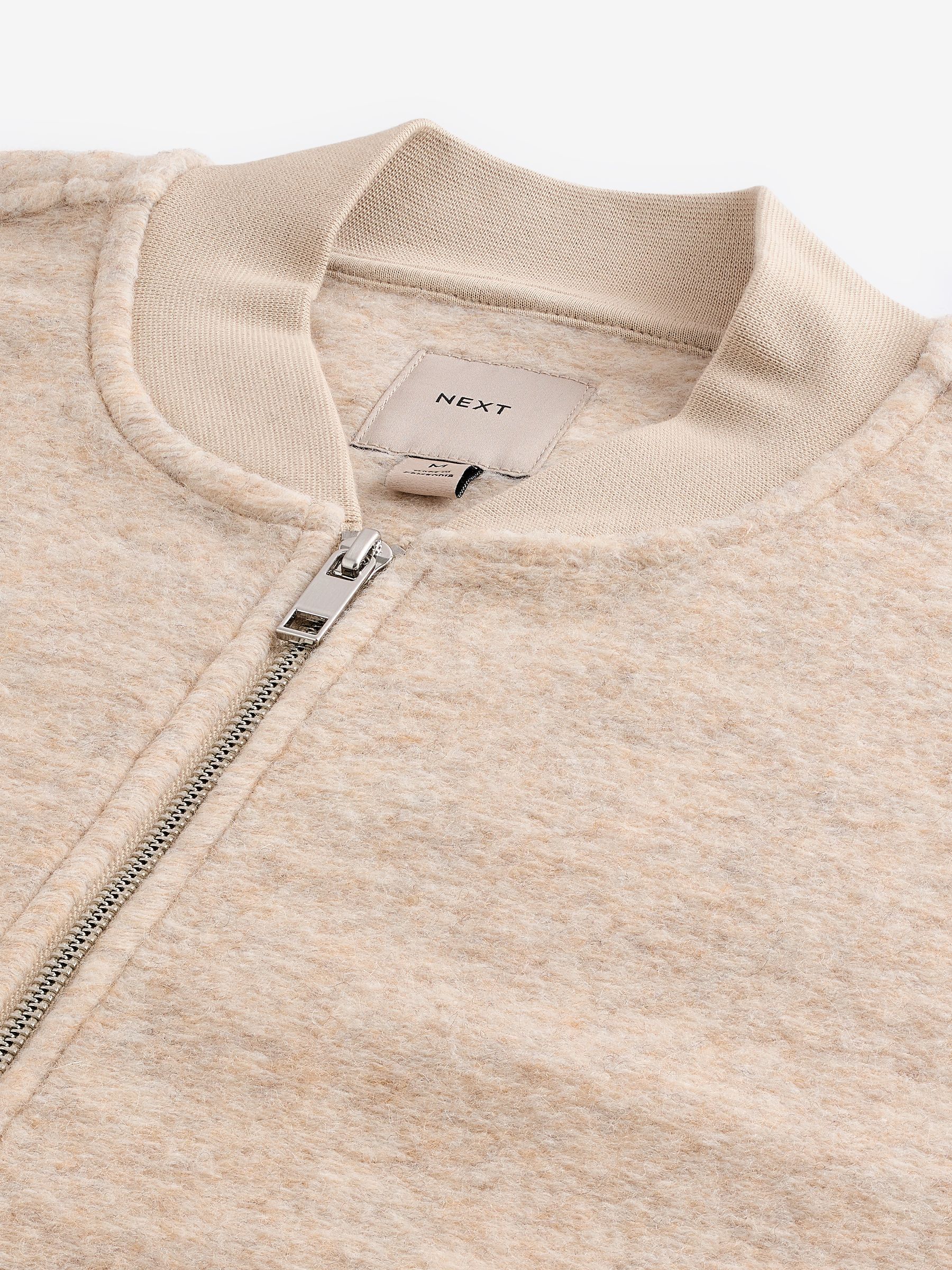 Buy Ecru Wool Blend Fleece Bomber Jacket from the Next UK online shop