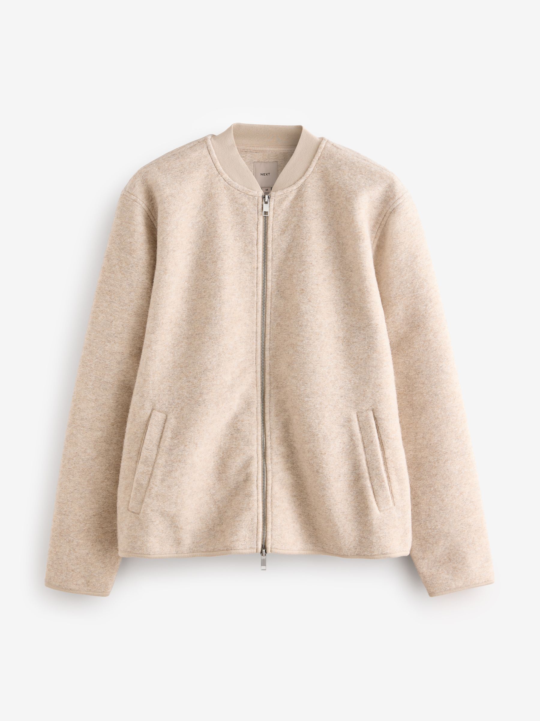 Buy Ecru Wool Blend Fleece Bomber Jacket from the Next UK online shop