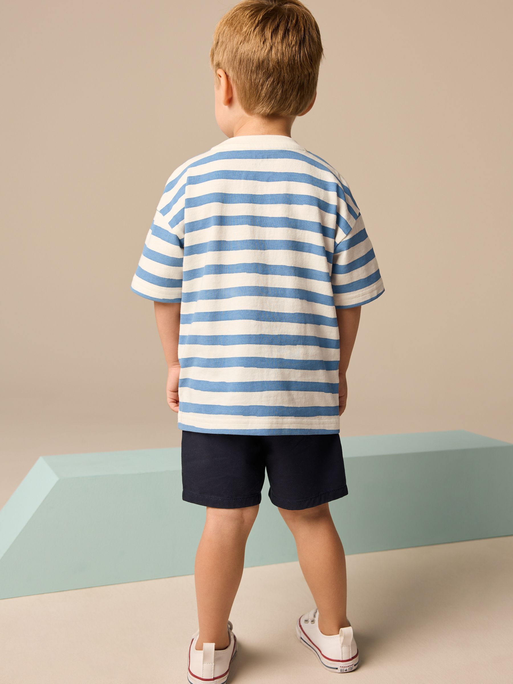 Buy Blue Stripe Short Sleeve 3D Padded Character T-Shirt (3mths-7yrs ...