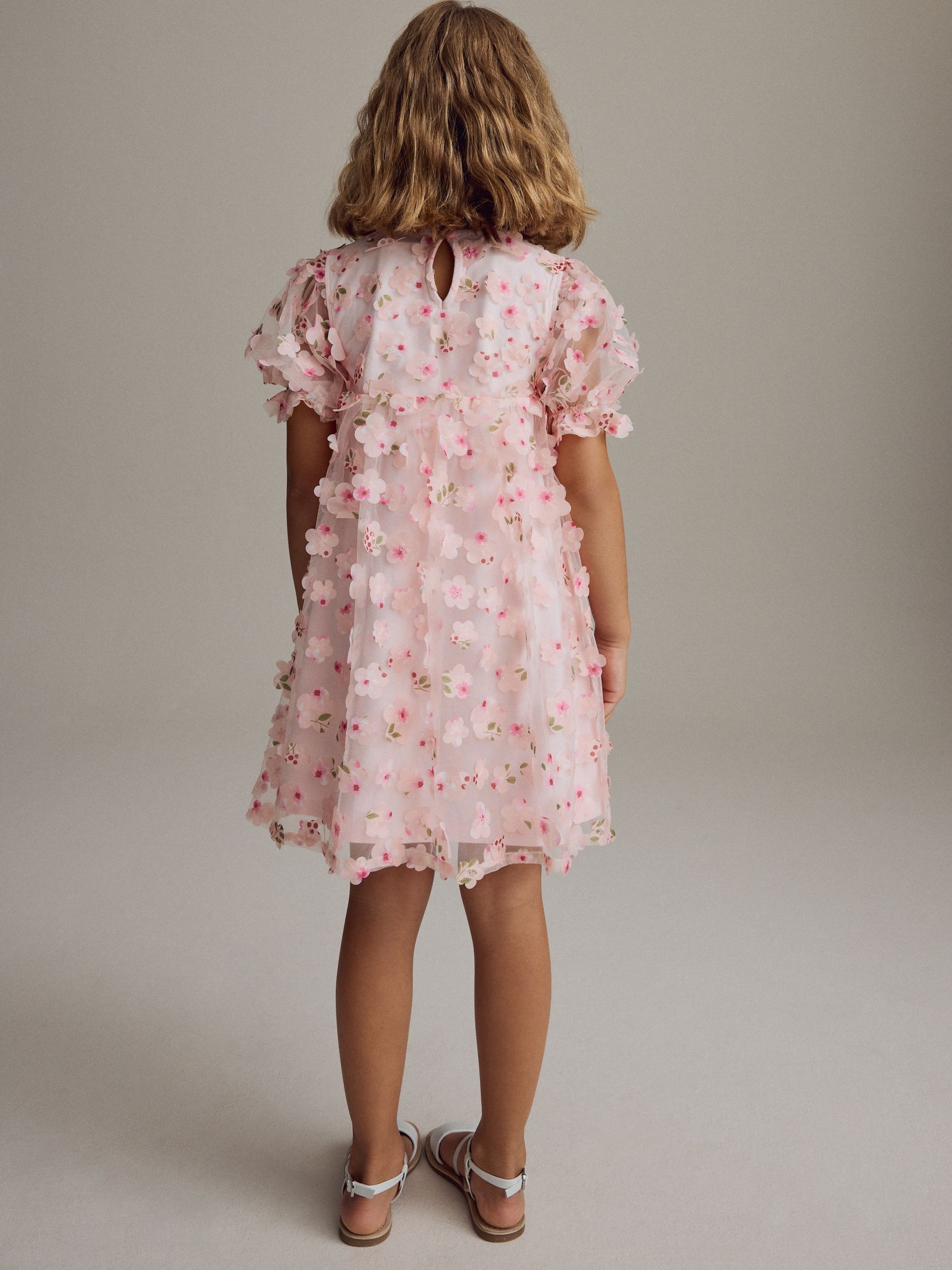 Buy Pink Printed Mesh Flower Party Dress (3-16yrs) from the Next UK ...