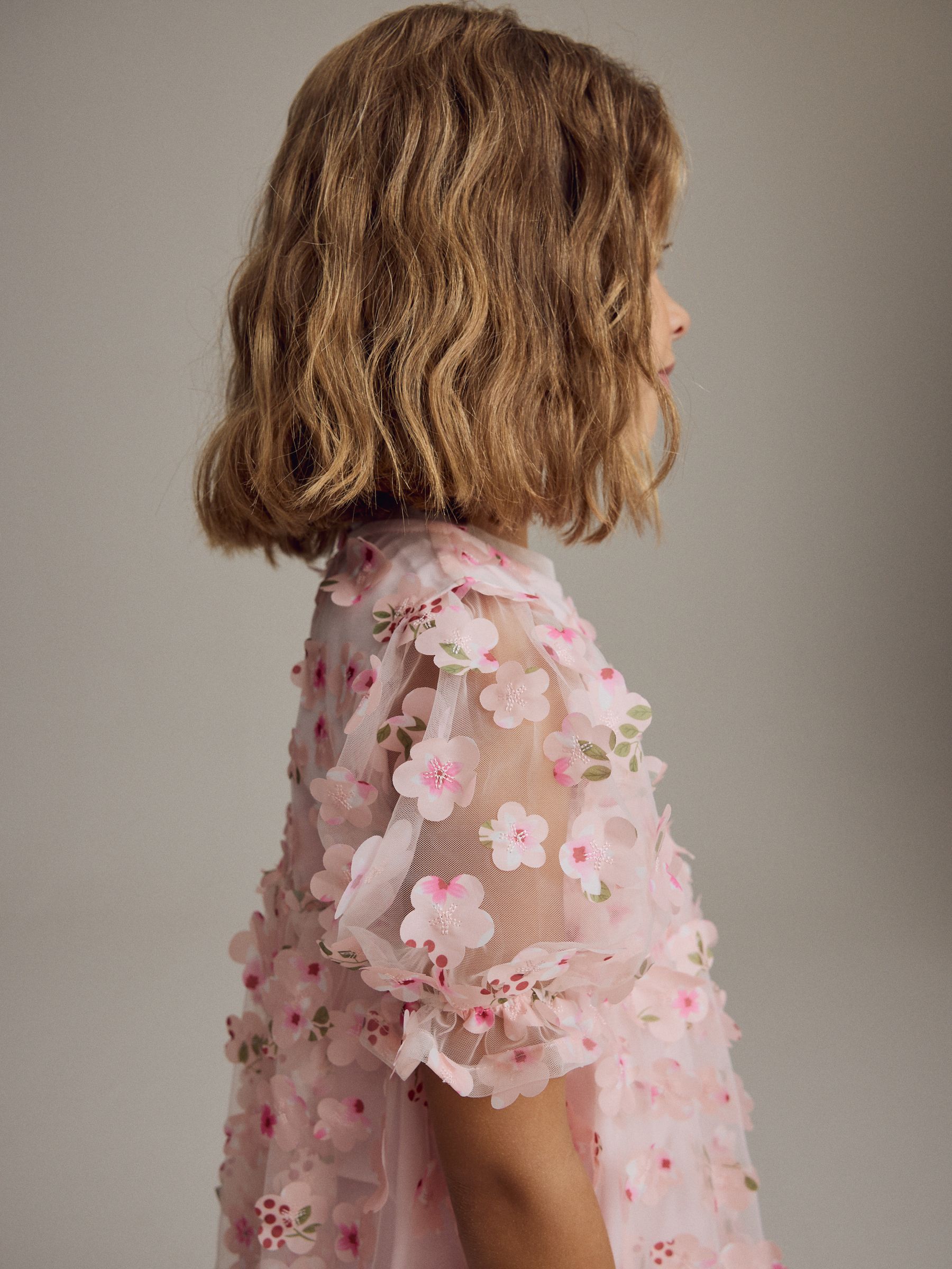 Buy Pink Printed Mesh Flower Party Dress (3-16yrs) from the Next UK ...