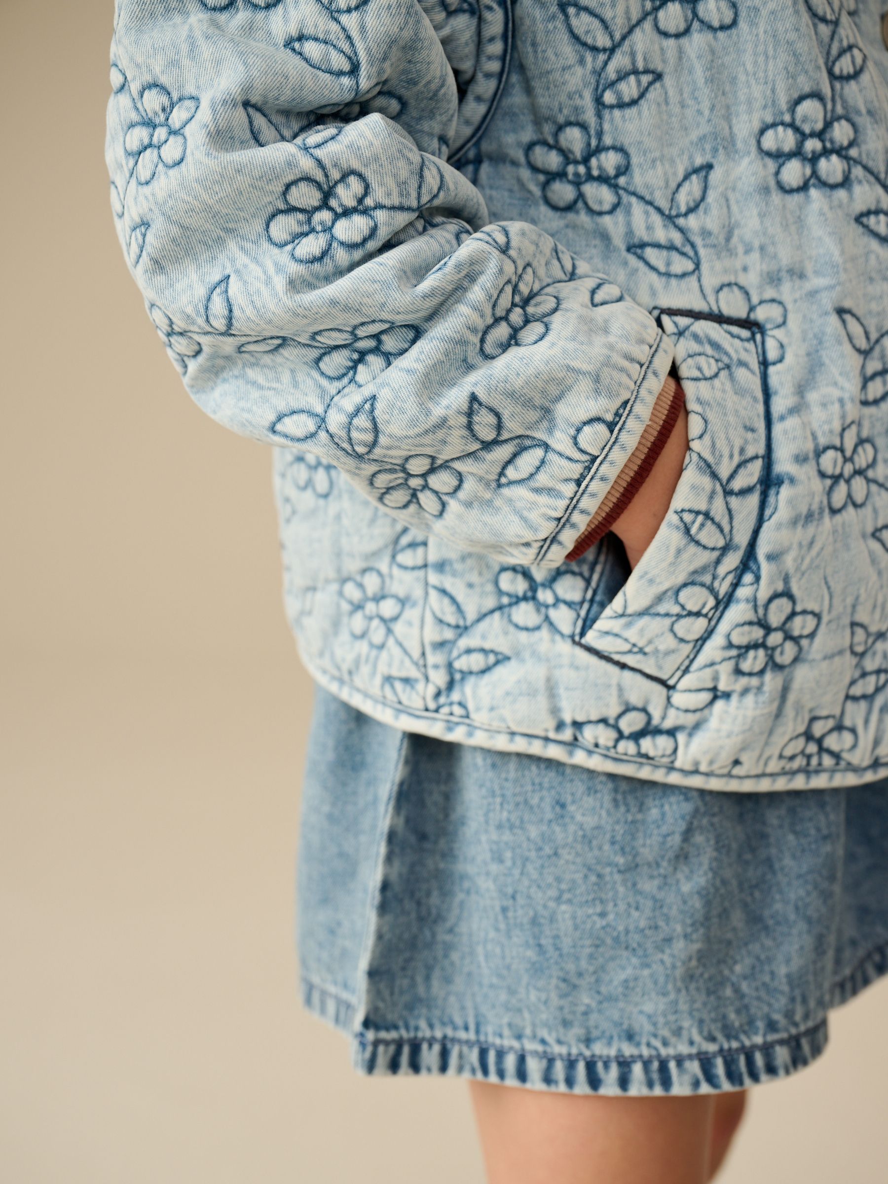 Buy Denim Flower Quilted Jacket (3-16yrs) from the Next UK online shop