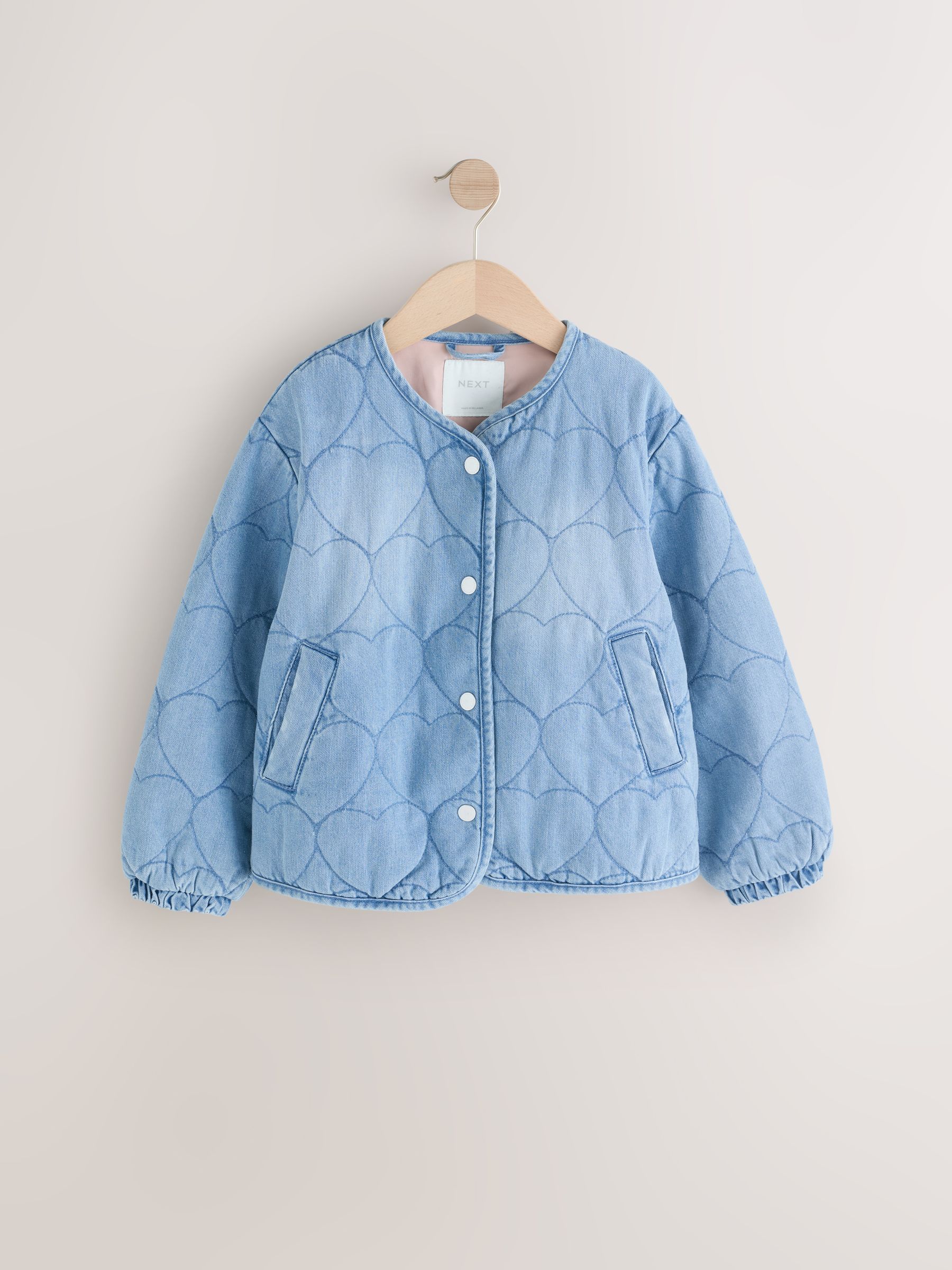 Buy Mid Blue Denim Quilted Heart Jacket (3-16yrs) from the Next UK ...