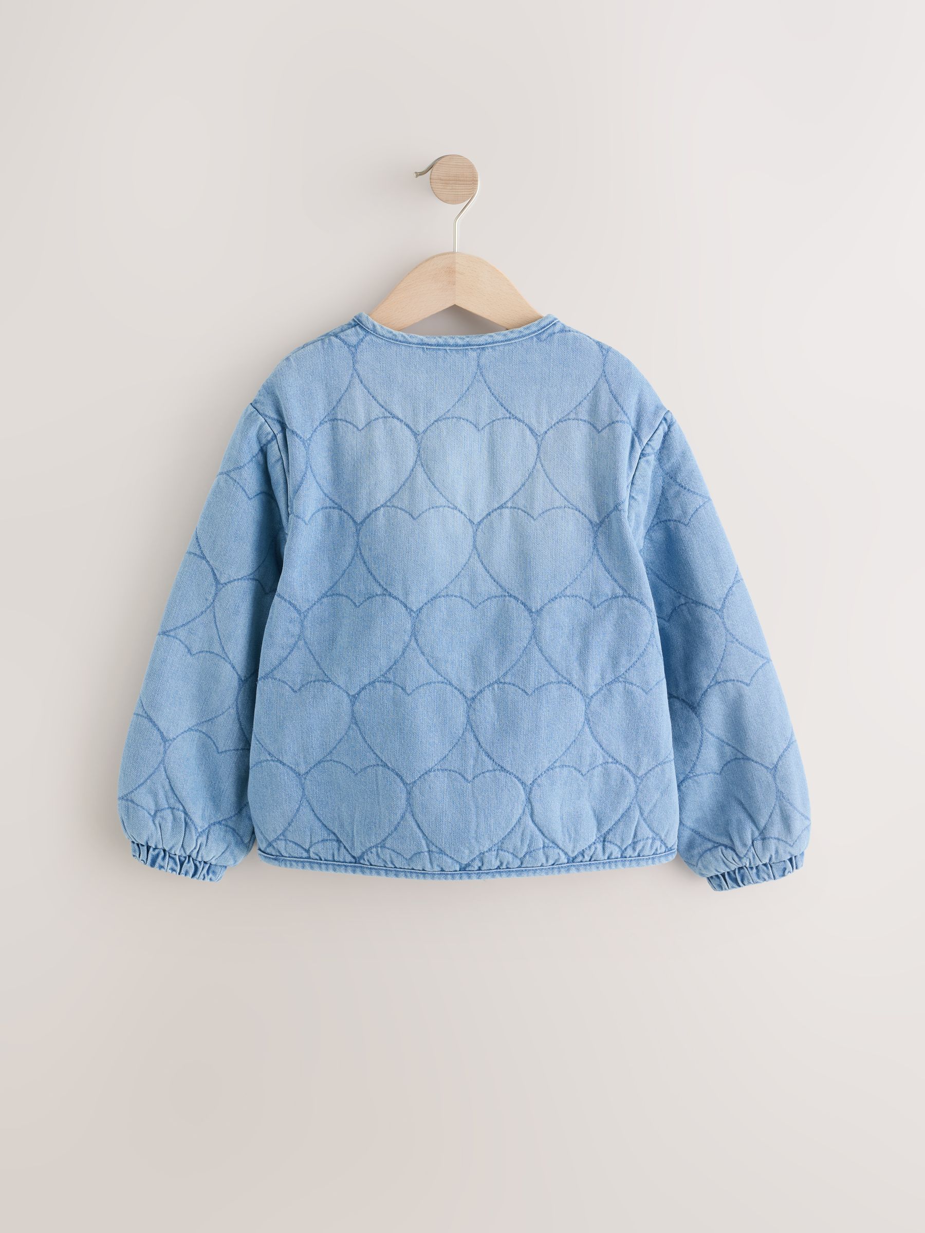 Buy Mid Blue Denim Quilted Heart Jacket (3-16yrs) from the Next UK ...