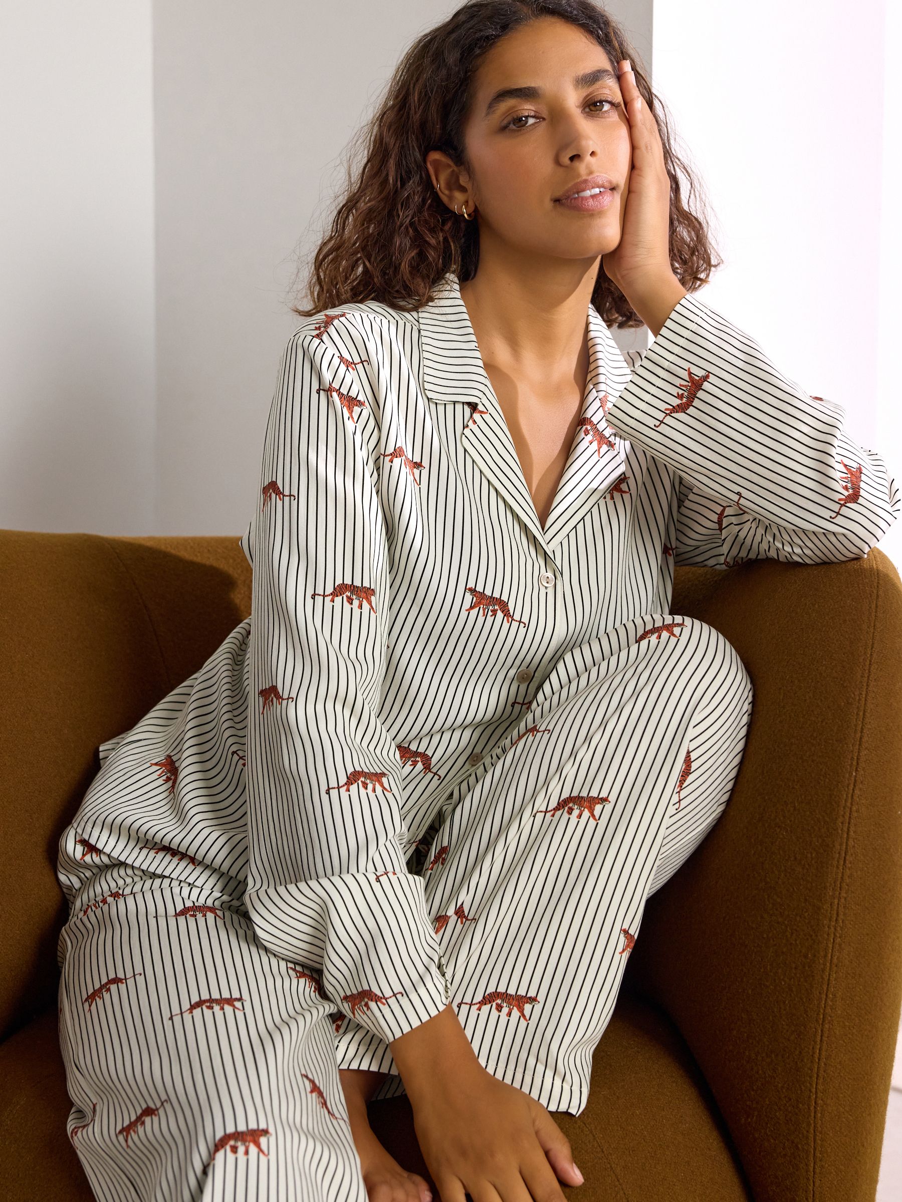 Buy Ecru Pinstripe Button Through Pyjamas from the Next UK online shop