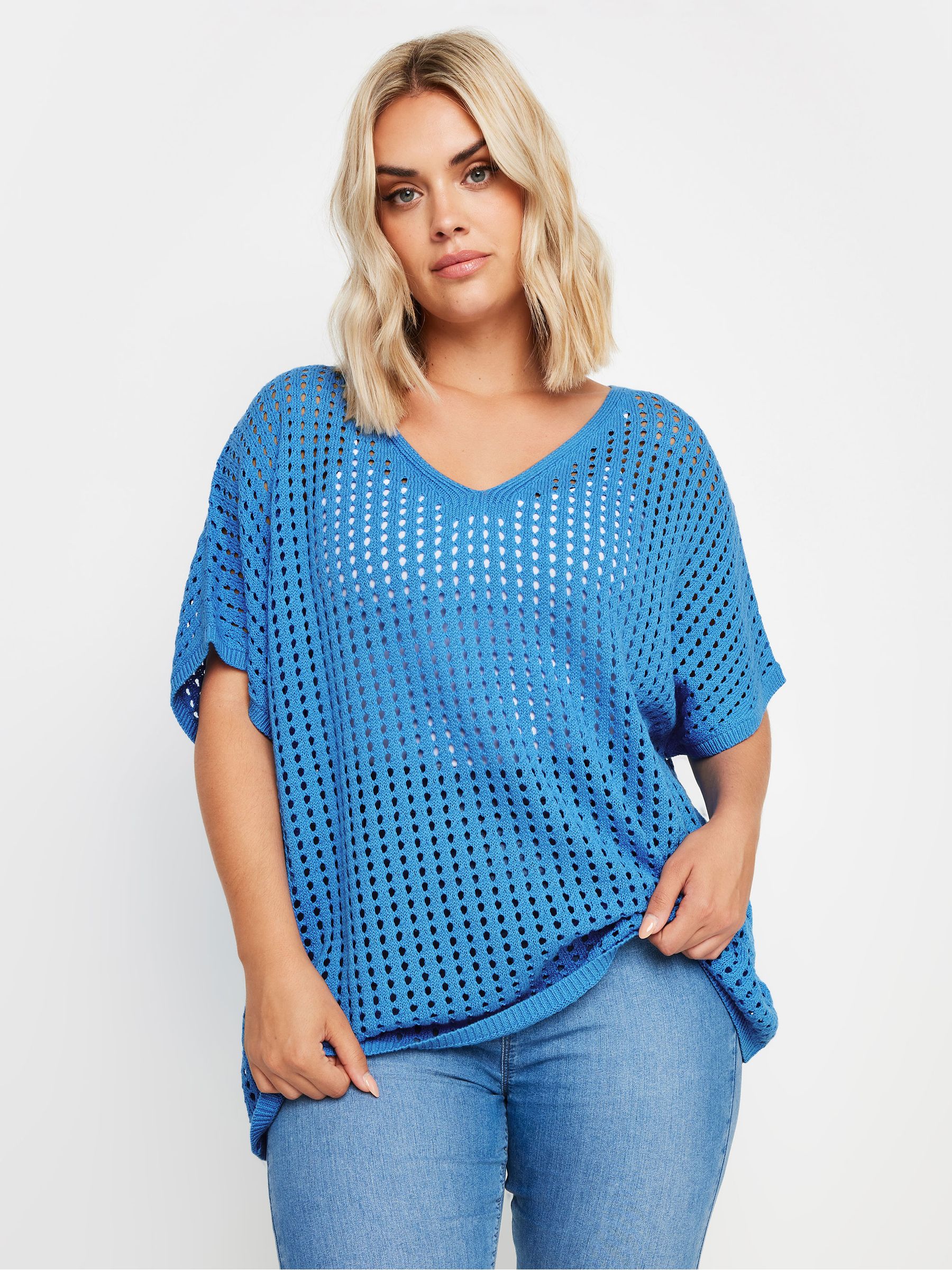 Buy Yours Curve Blue Crochet Cardigan from the Next UK online shop