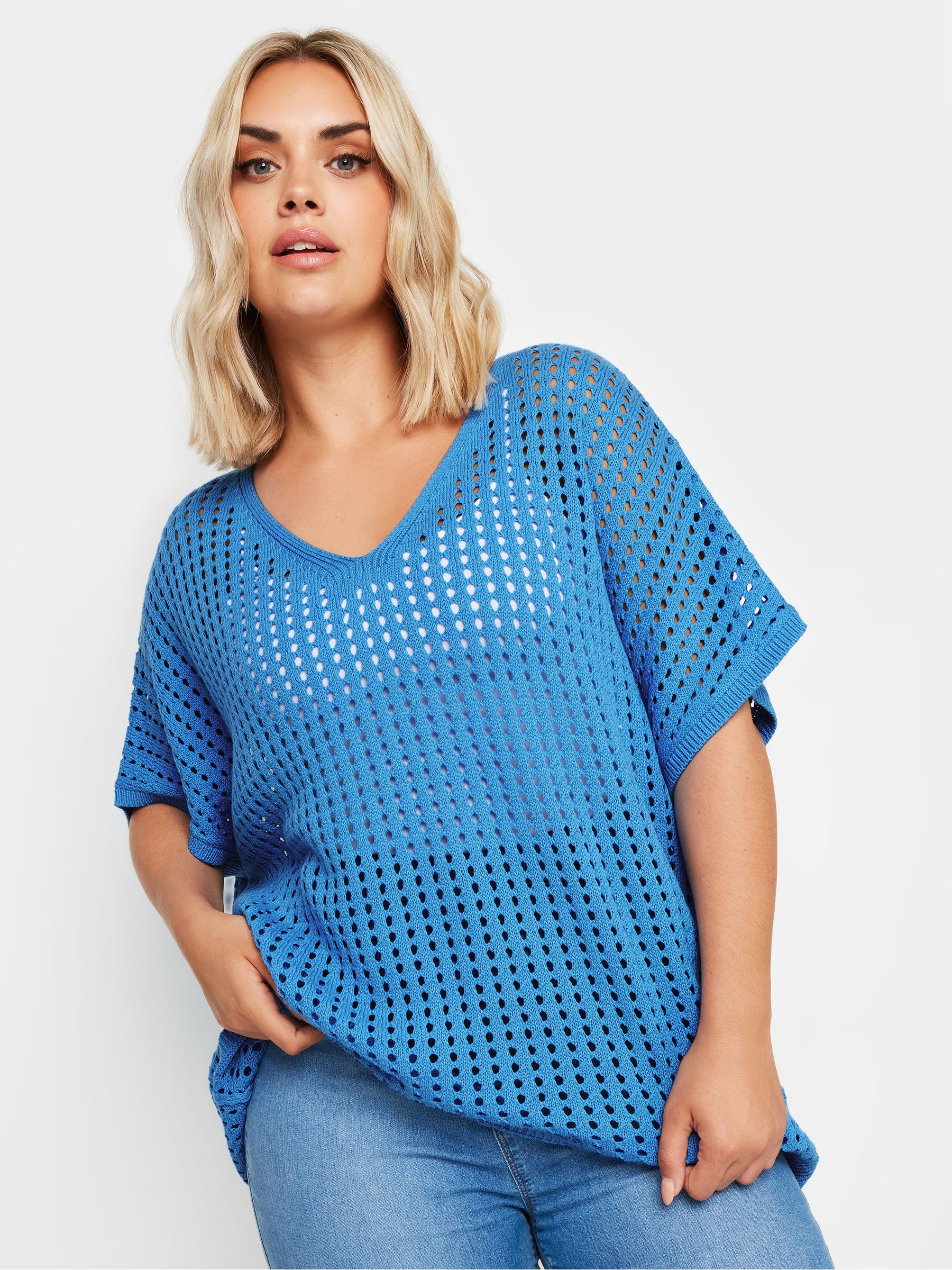 Buy Yours Curve Blue Crochet Cardigan from the Next UK online shop