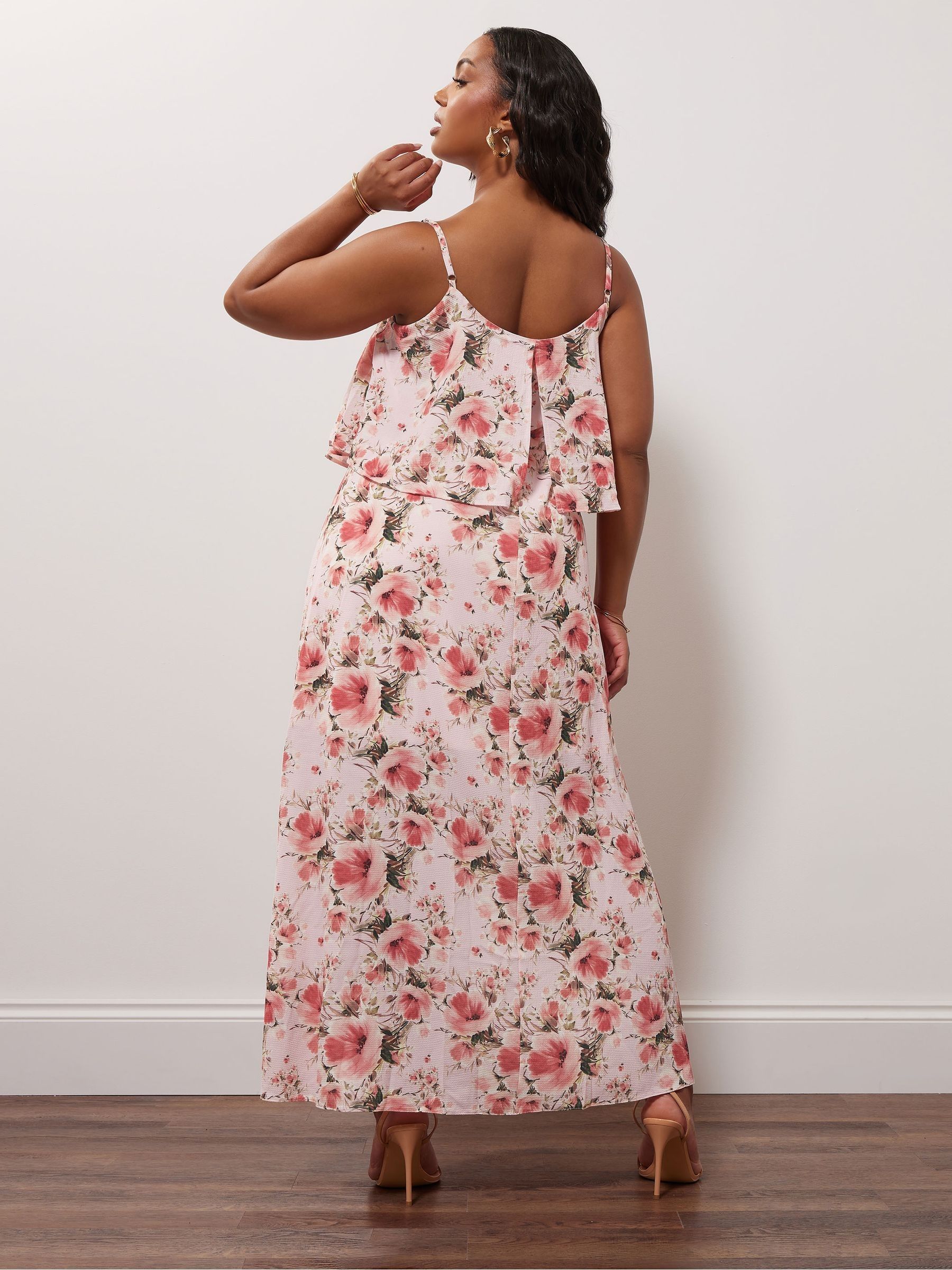 Buy Yours Curve Pink Floral Overlay Maxi Dress from the Next UK online shop