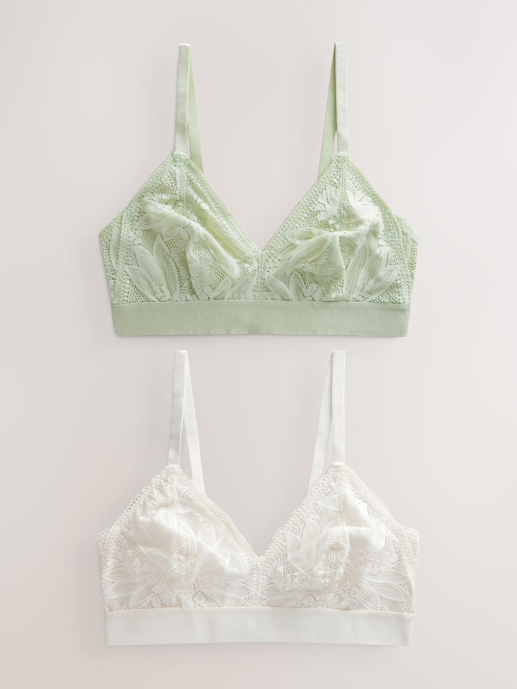 Buy Green/Cream DD+ Non Pad Non Wire Lace Detail Ultimate Comfort Bras ...