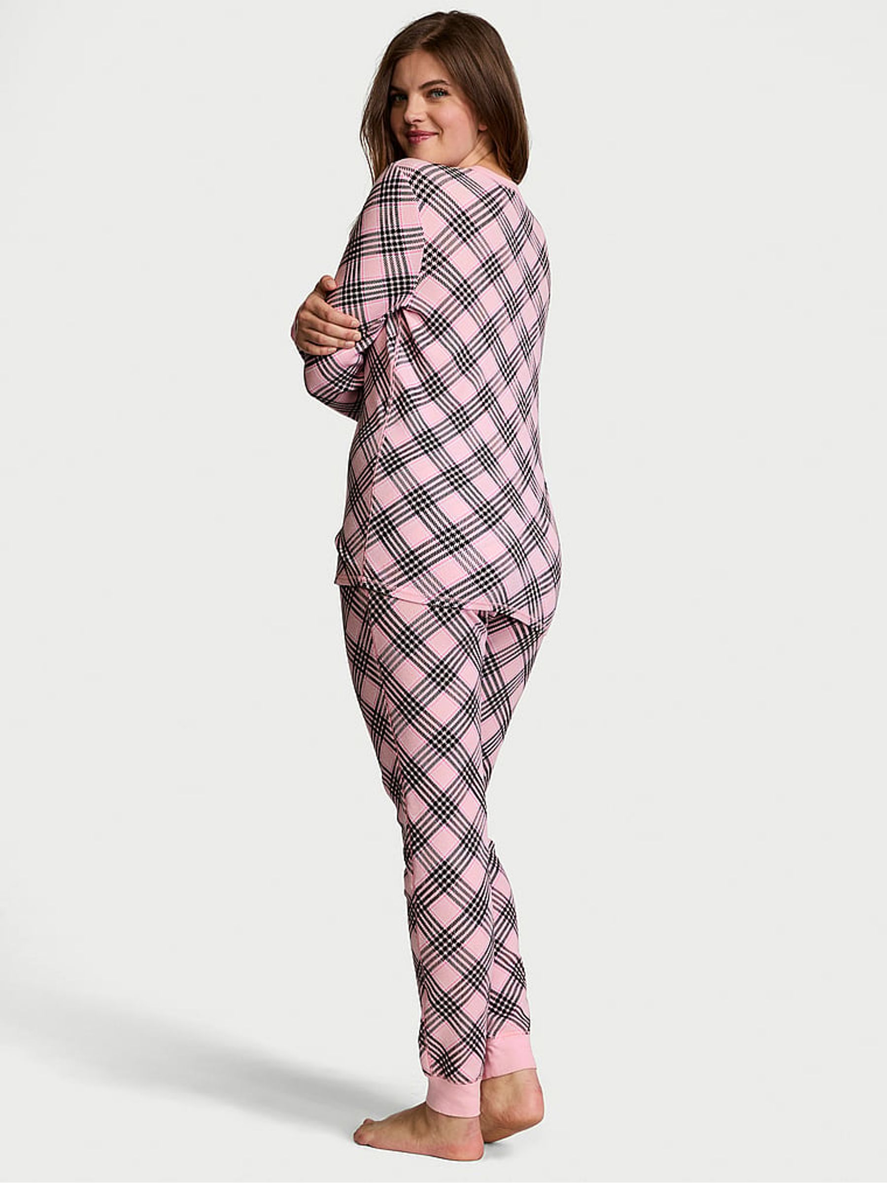 Buy Victoria's Secret Pretty Blossom Lovely Plaid Pink Thermal Long ...