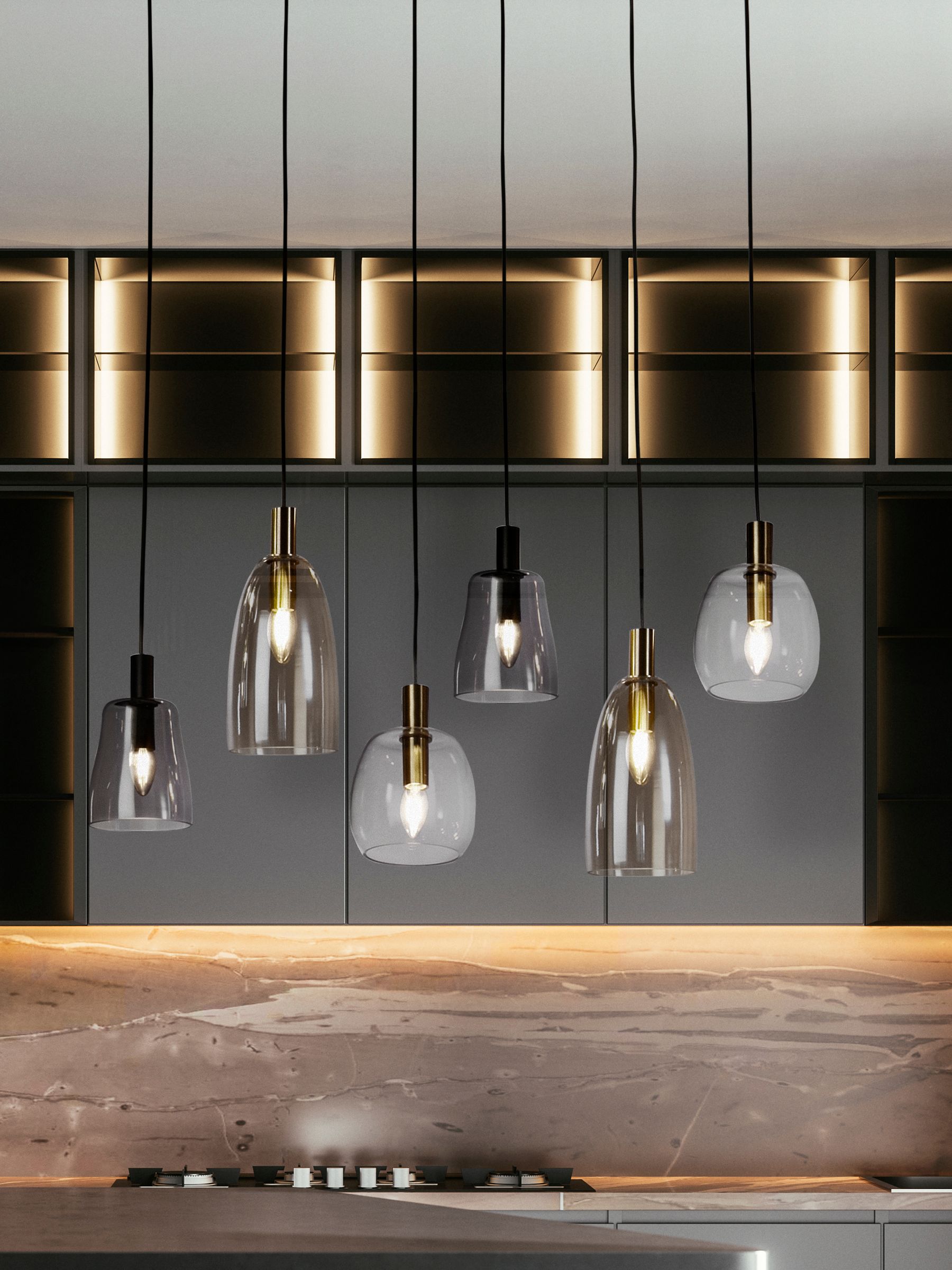 Buy Searchlight Black Dakota 6 Light Multi-Drop Pendant Ceiling Light ...